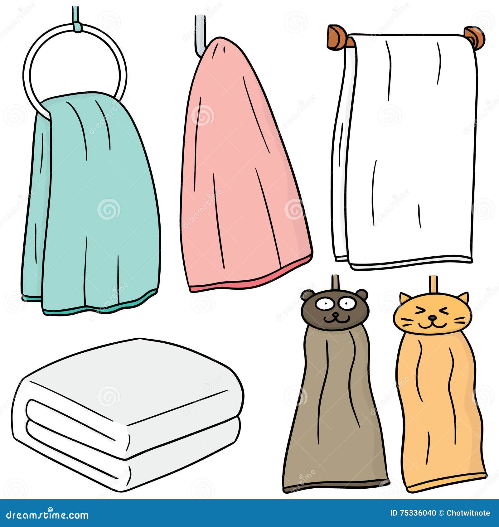 Hand towel stock vector. Illustration of drawn, hang - 75336040