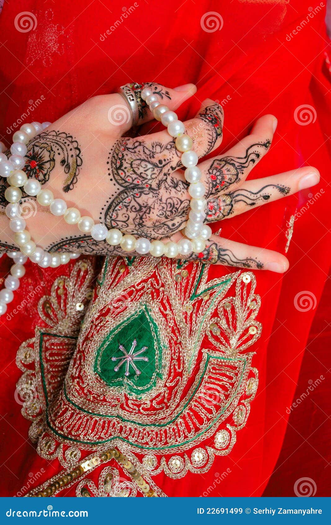Hand with Traditional Indian Ornament Stock Image - Image of finger ...