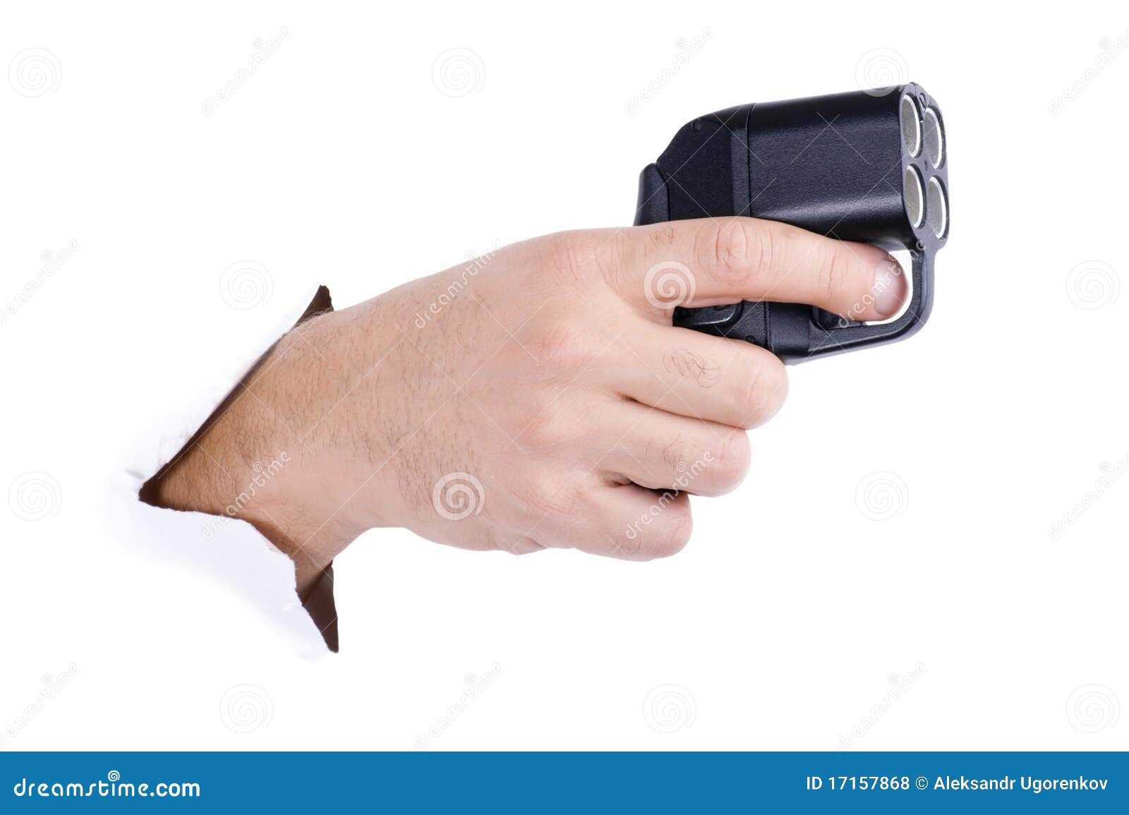 Hand with Traumatic Gun on White Stock Photo - Image of hand, body ...