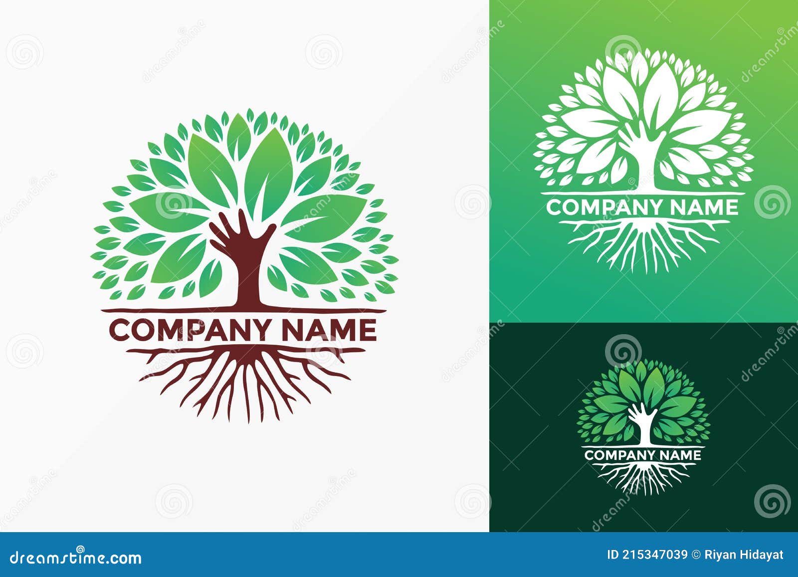 Hand Tree Creative Logo Vector Design. Abstract Emblem, Designs Concept ...