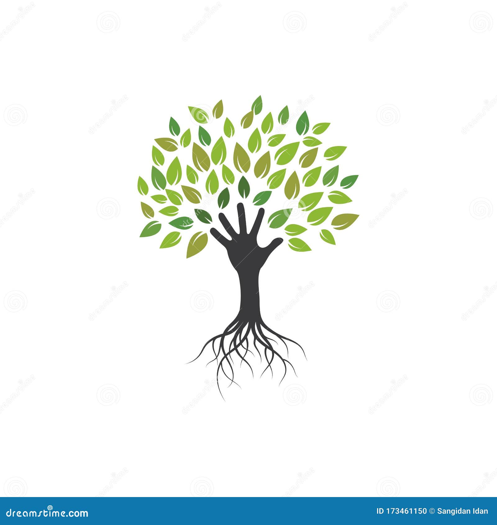 Hand Tree Icon Logo Template Vector Stock Vector - Illustration of ...