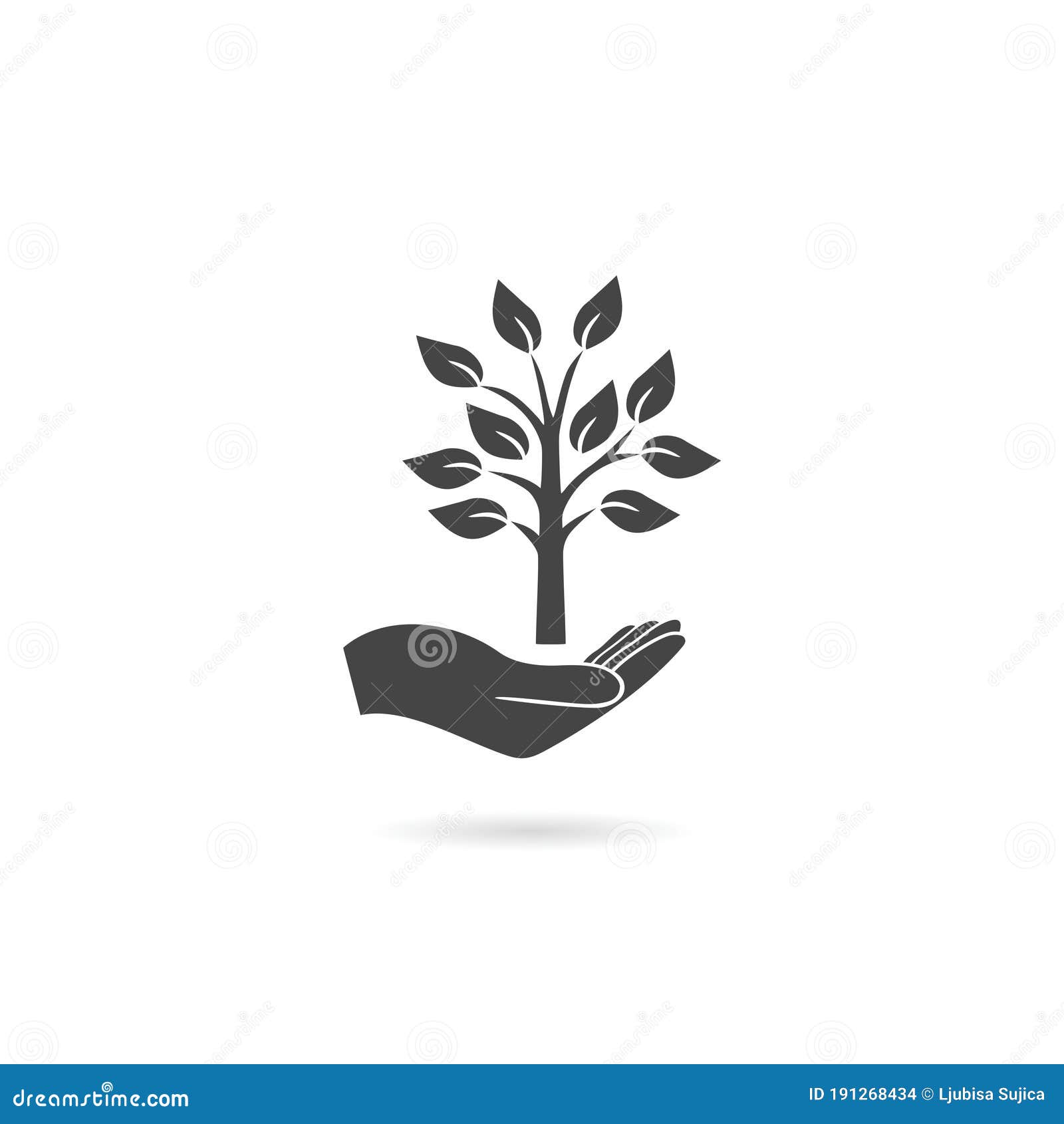 Hand with Tree Icon with Shadow Stock Vector - Illustration of hope ...