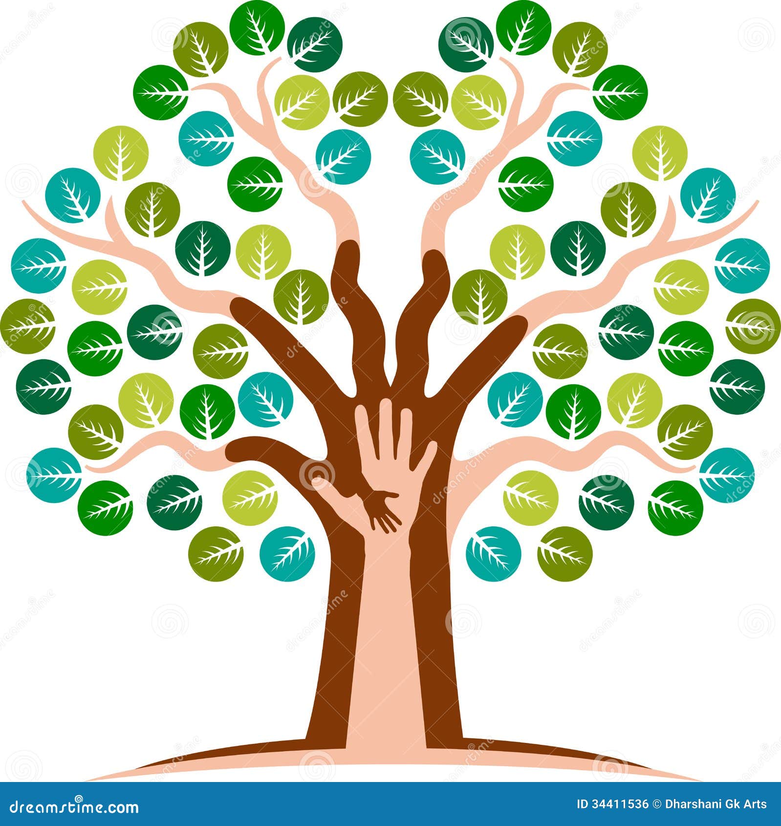 Hand tree logo stock vector. Illustration of collection - 34411536