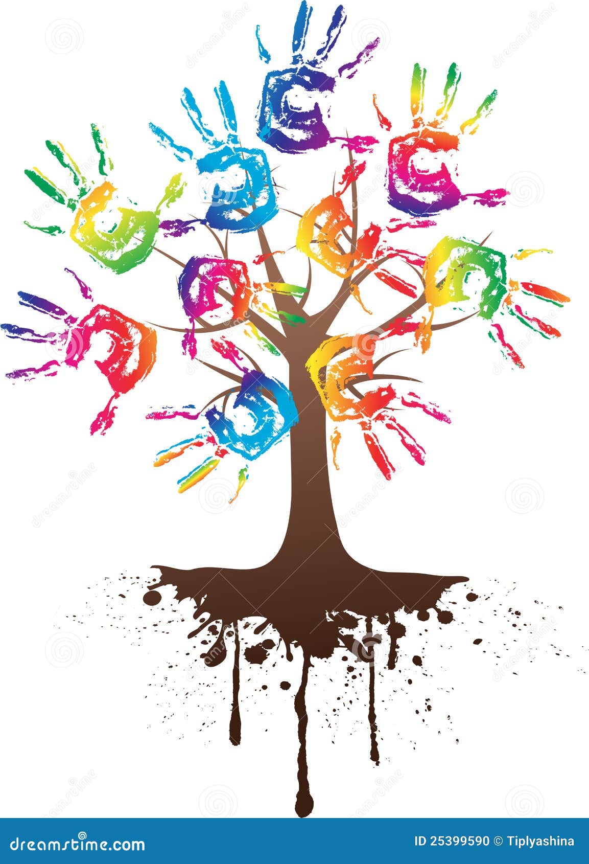 Hand tree with root stock vector. Illustration of palm - 25399590