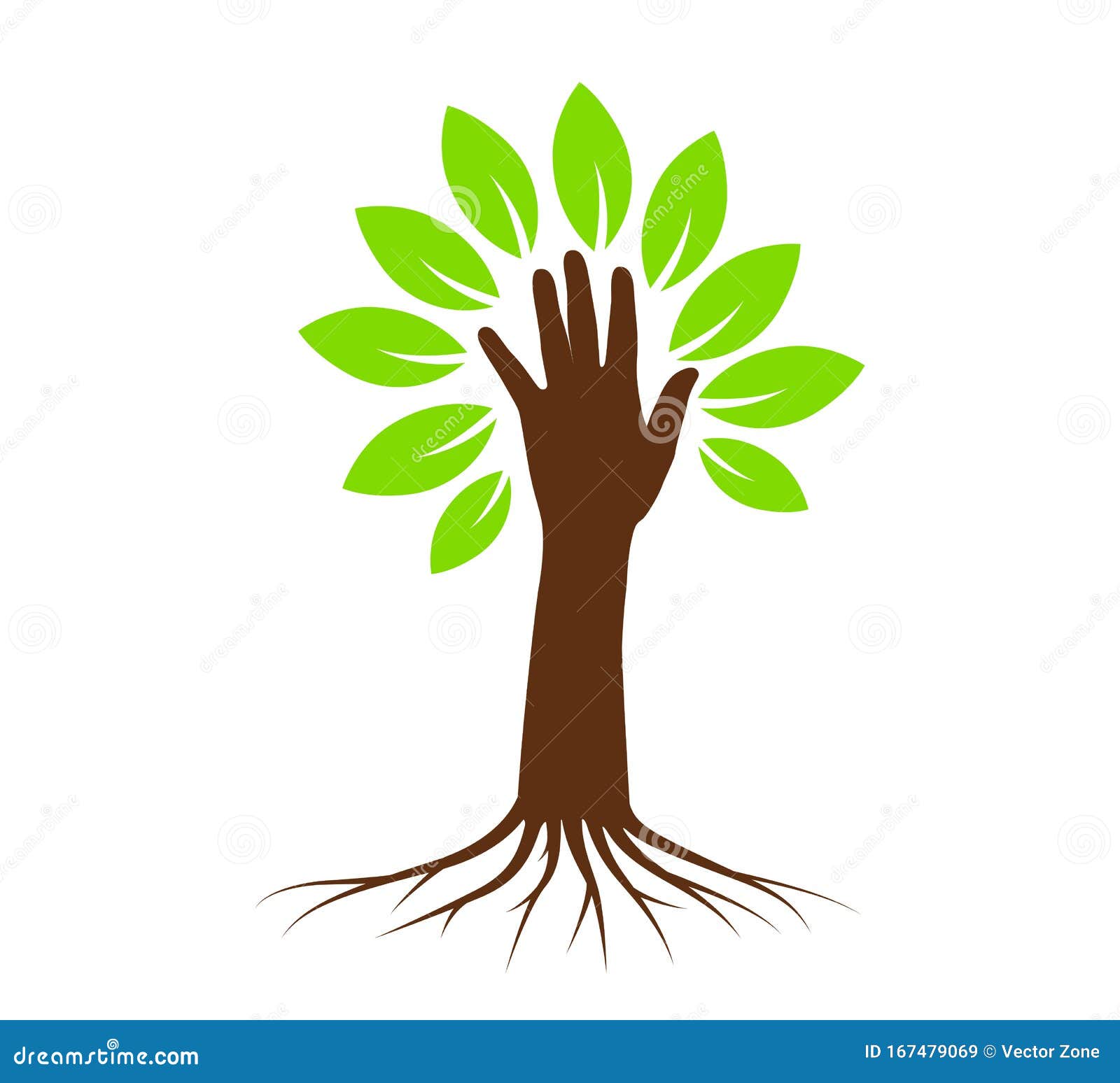 Hand Tree with Roots Vector Illustration. Stock Vector - Illustration ...