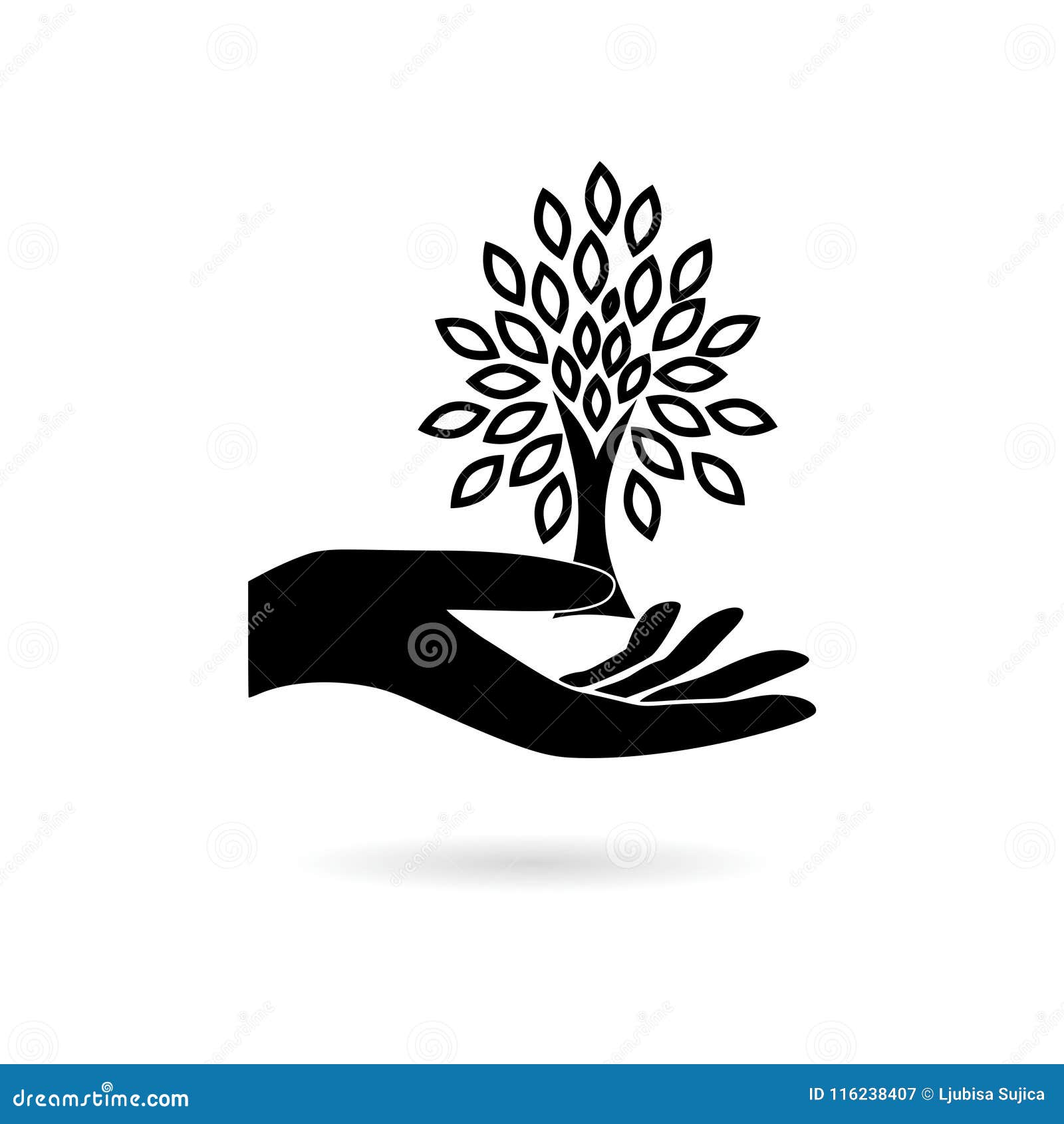 Hand with a Tree Symbol Icon Stock Vector - Illustration of body ...