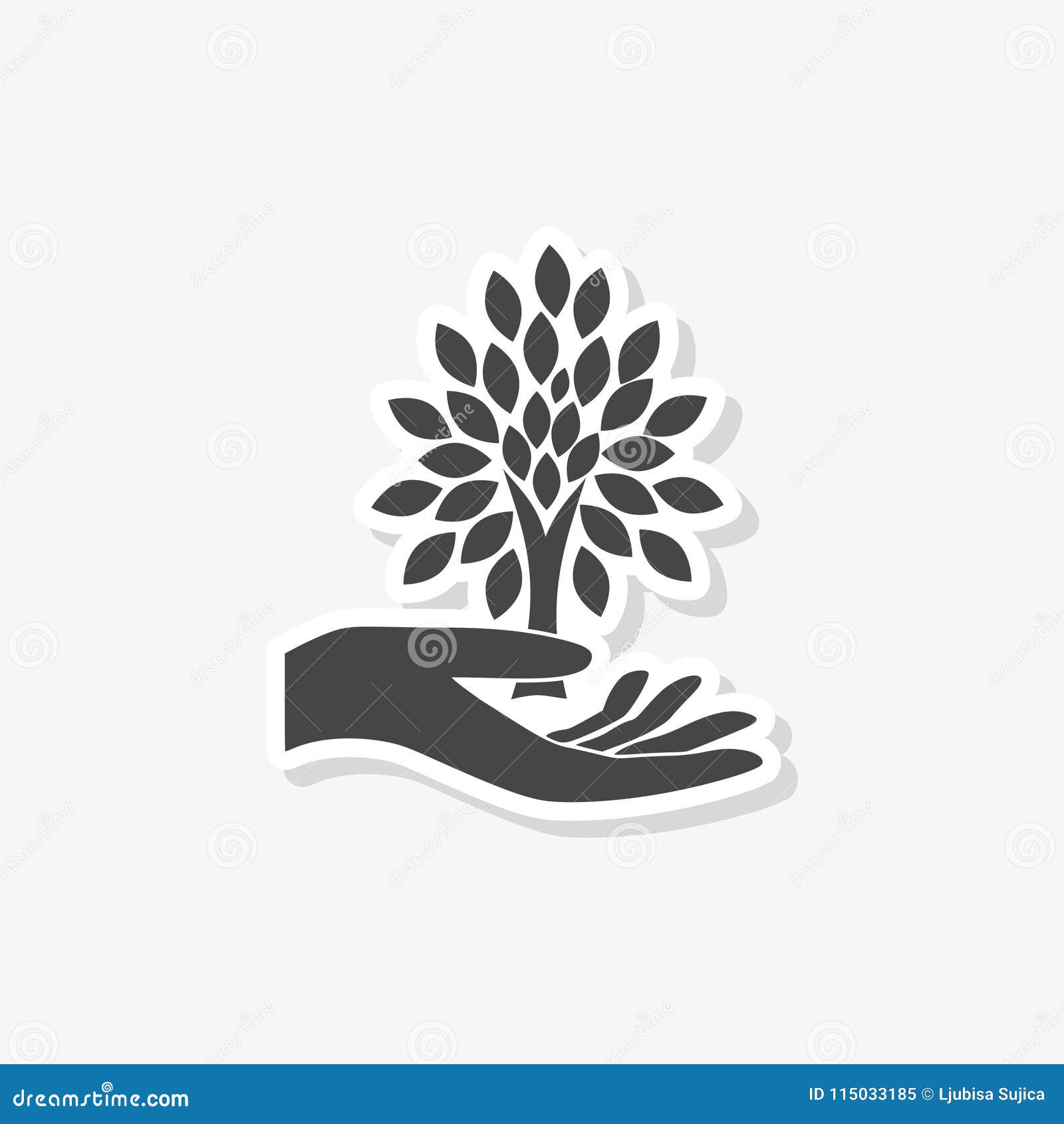 Hand with a Tree Symbol Sticker, Simple Vector Icon Stock Vector ...