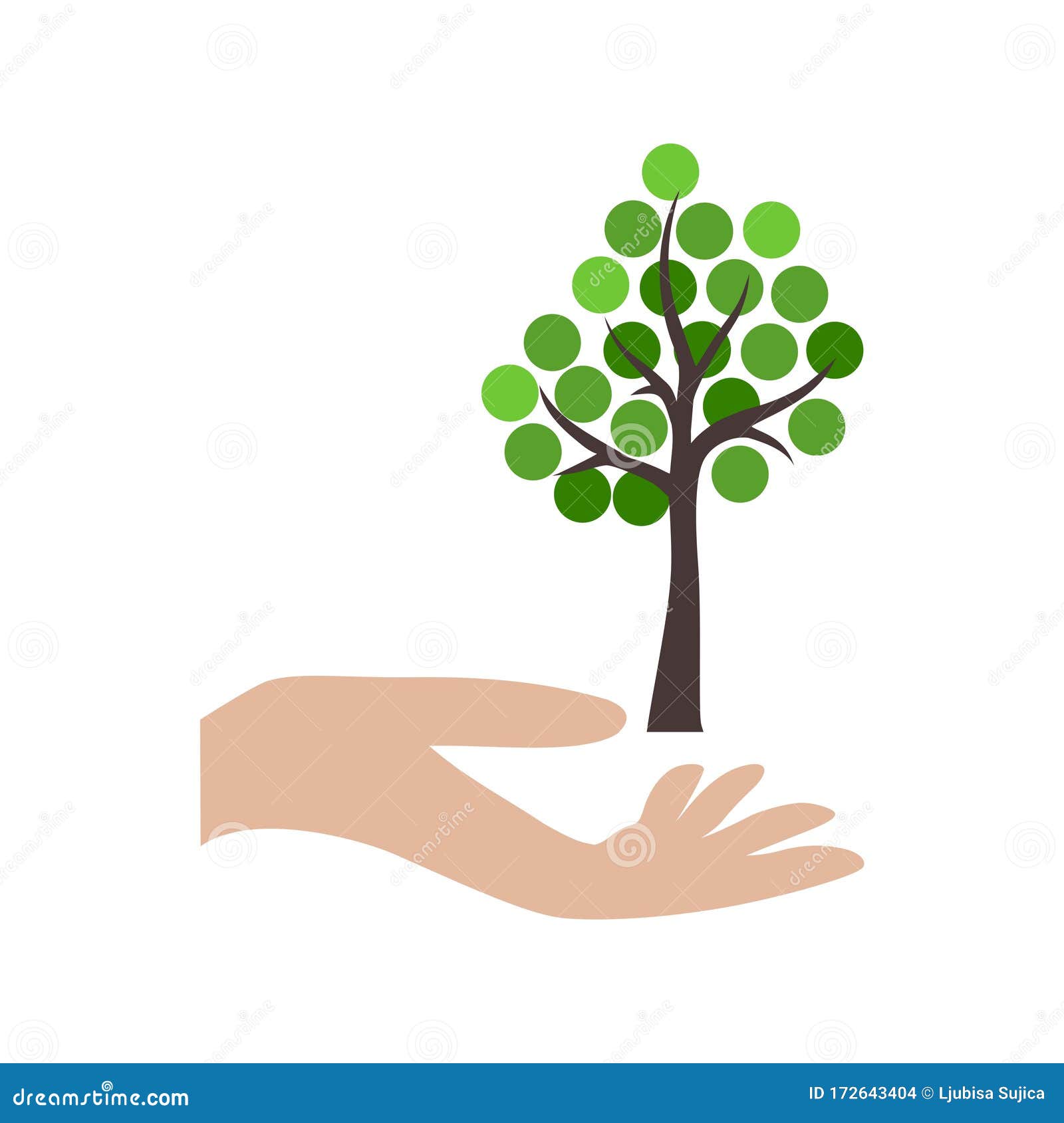 Hand with a Tree Symbol, Tree in Hand Stock Vector - Illustration of ...