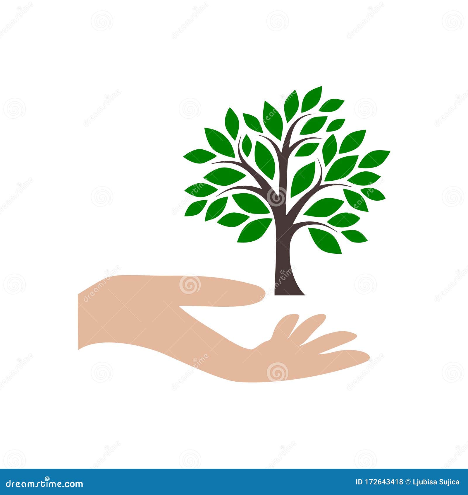 Hand with a Tree Symbol, Tree in Hand Stock Vector - Illustration of ...