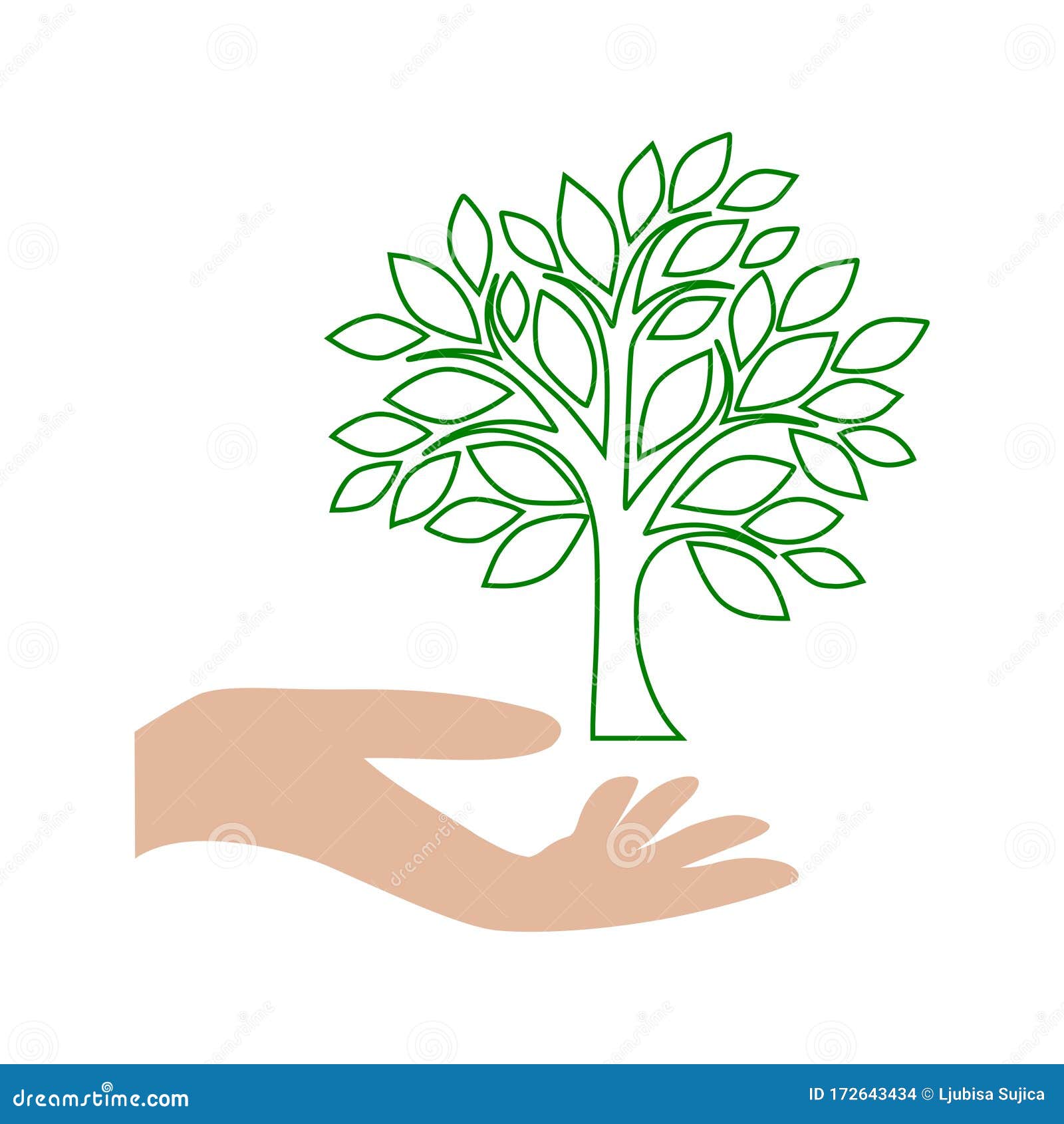 Hand with a Tree Symbol, Tree in Hand Stock Vector - Illustration of ...