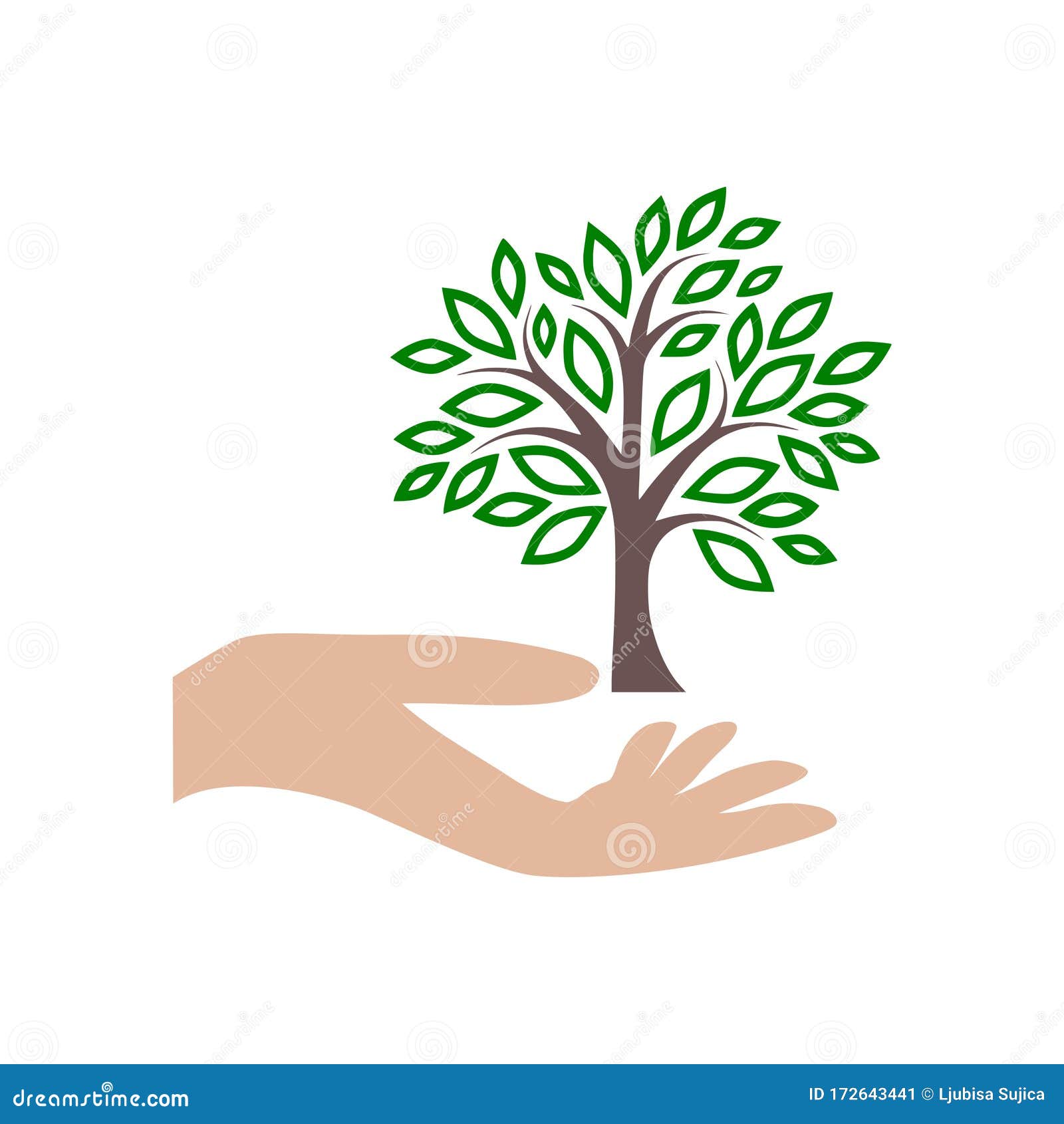 Hand with a Tree Symbol, Tree in Hand Stock Vector - Illustration of ...