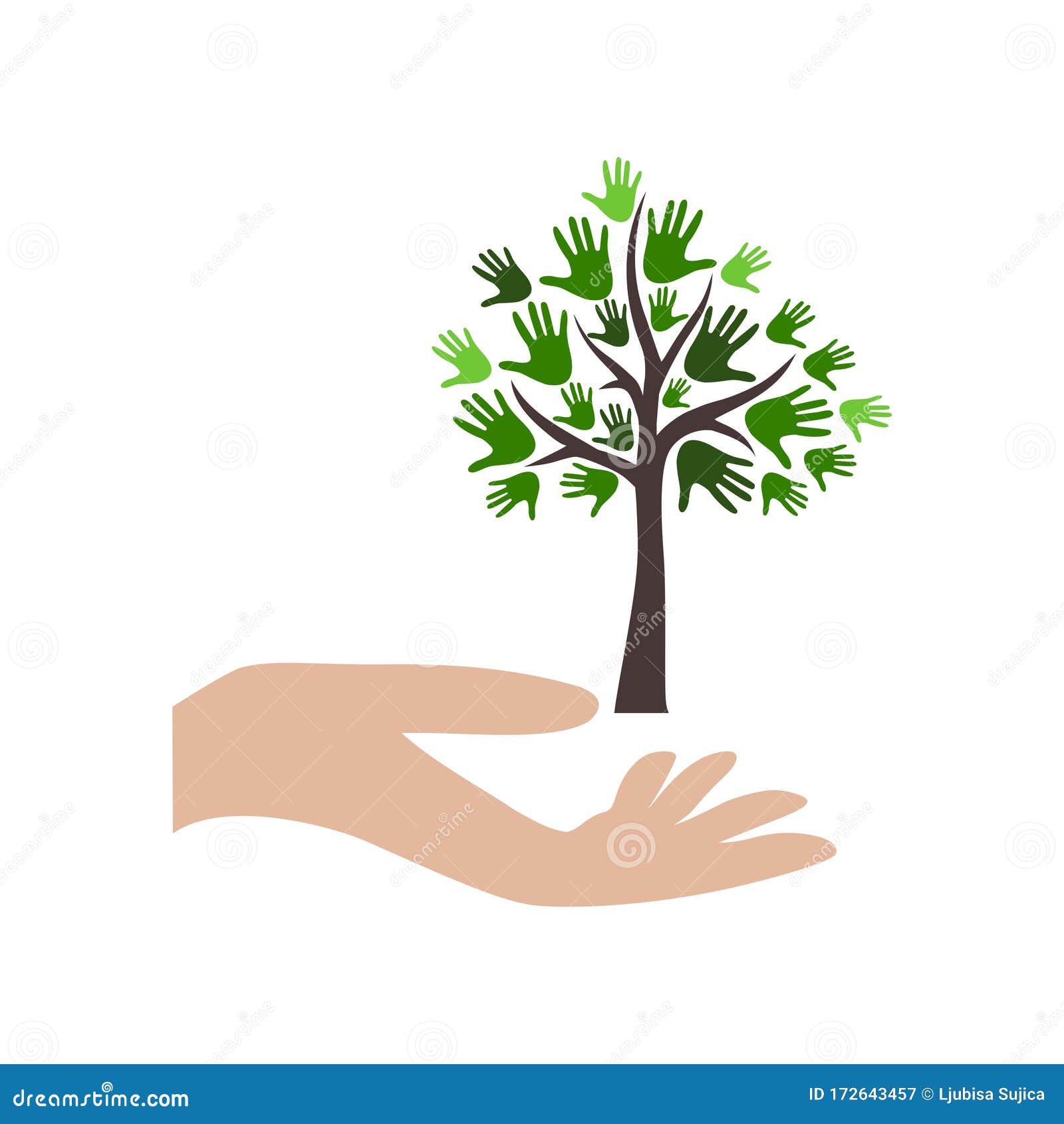 Hand with a Tree Symbol, Tree in Hand Stock Vector - Illustration of ...