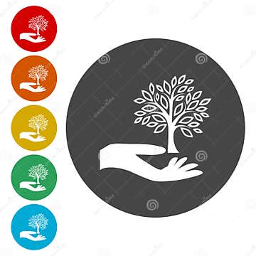 Hand with a Tree Symbol, Tree in Hand Stock Vector - Illustration of ...