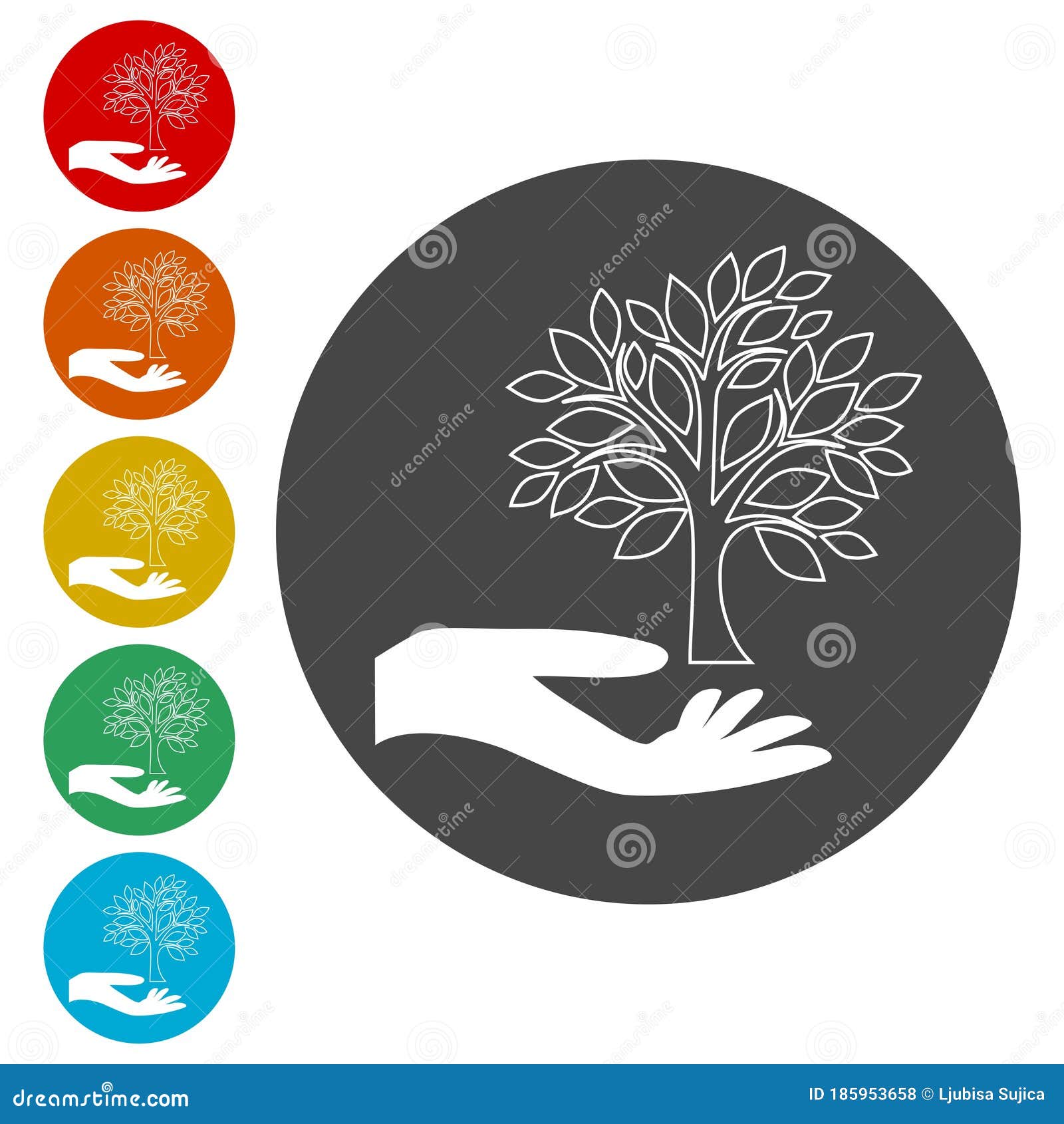Hand with a Tree Symbol, Tree in Hand Stock Vector - Illustration of ...