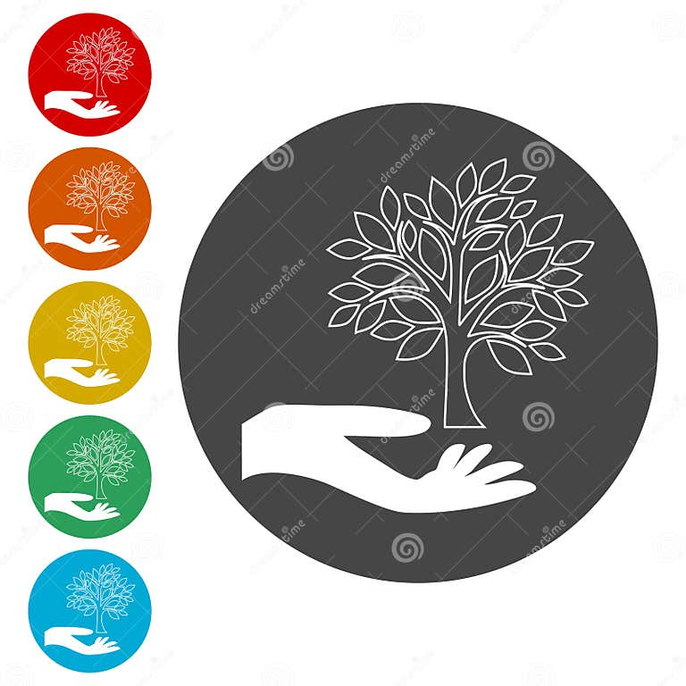 Hand with a Tree Symbol, Tree in Hand Stock Vector - Illustration of ...