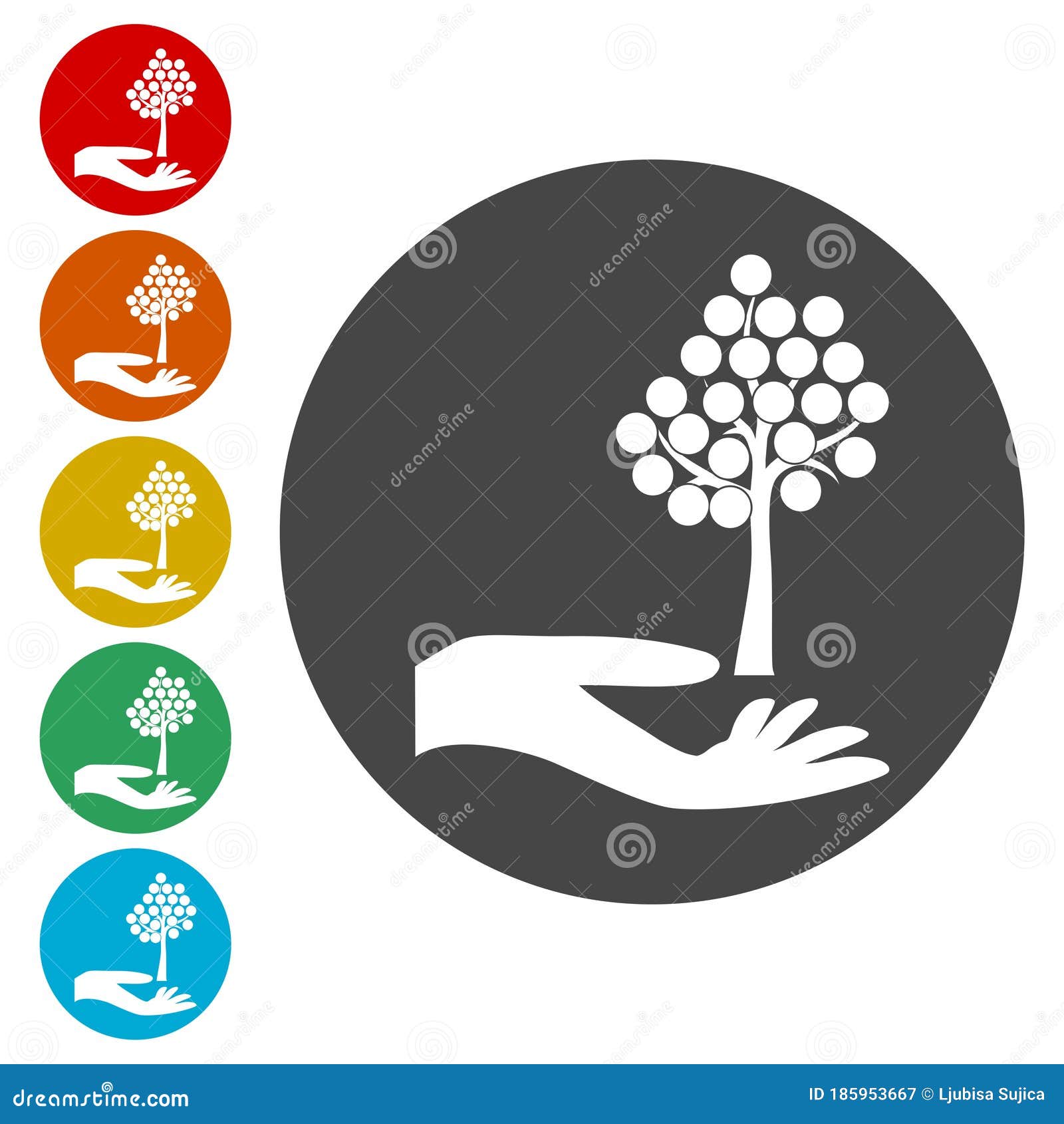 Hand with a Tree Symbol, Tree in Hand Stock Vector - Illustration of ...