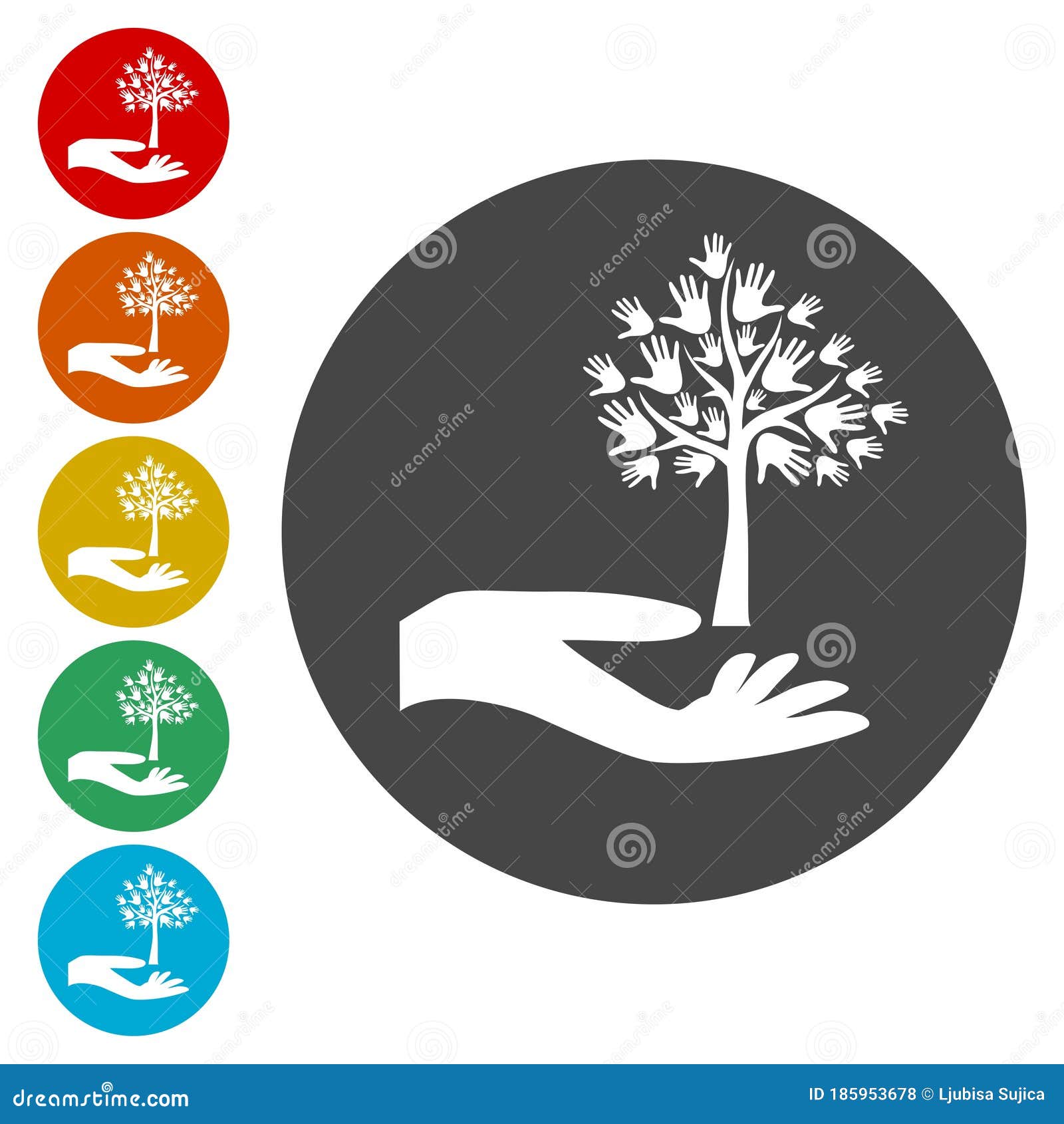 Hand with a Tree Symbol, Tree in Hand Stock Vector - Illustration of ...