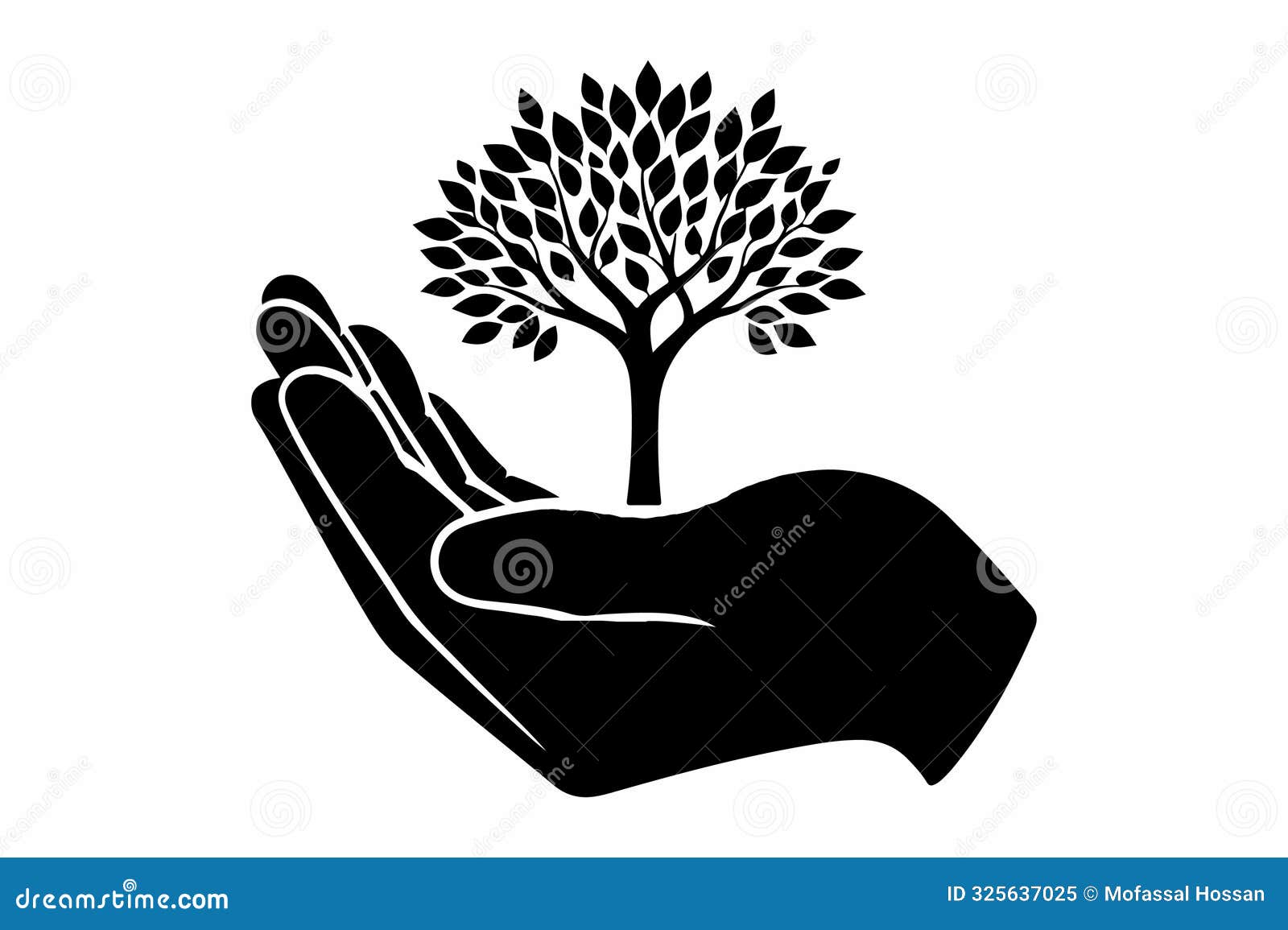 Hand with a Tree Vector Silhouette Illustration Stock Illustration ...