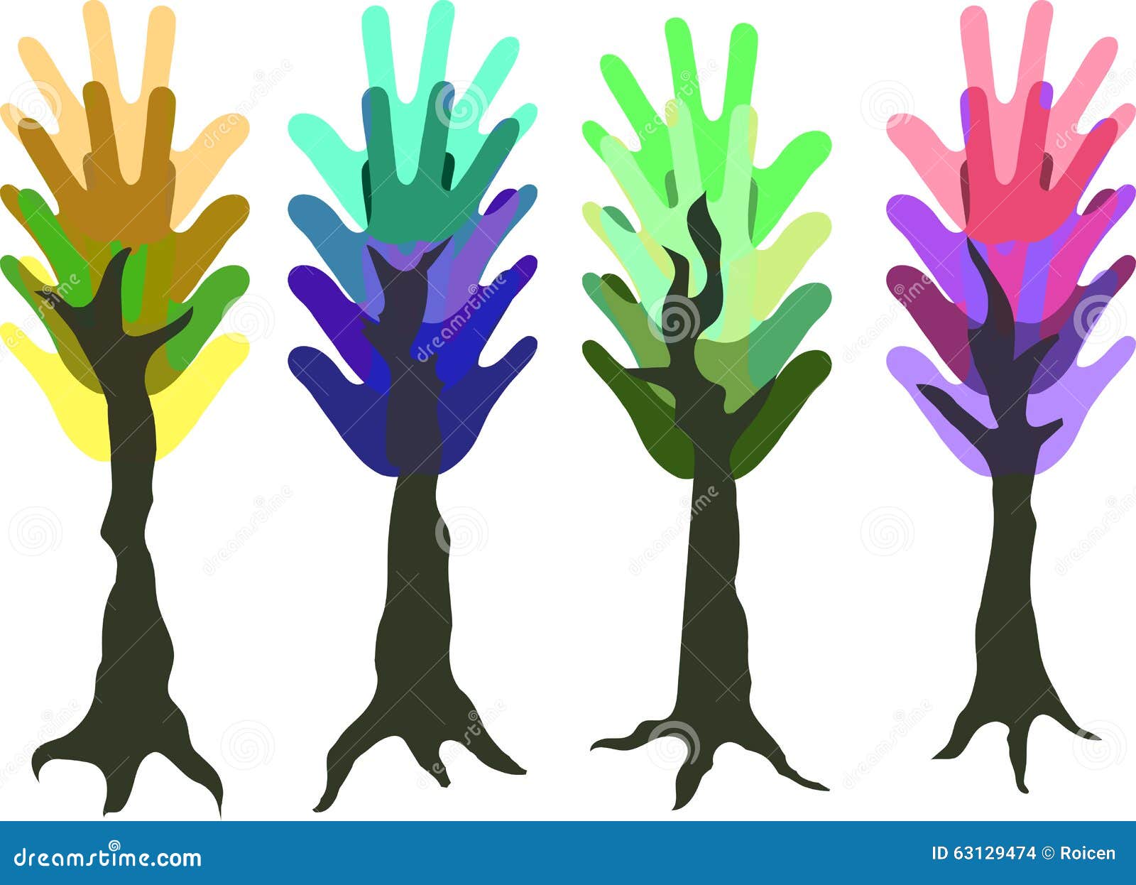 Hand trees stock vector. Illustration of social, cartoon - 63129474