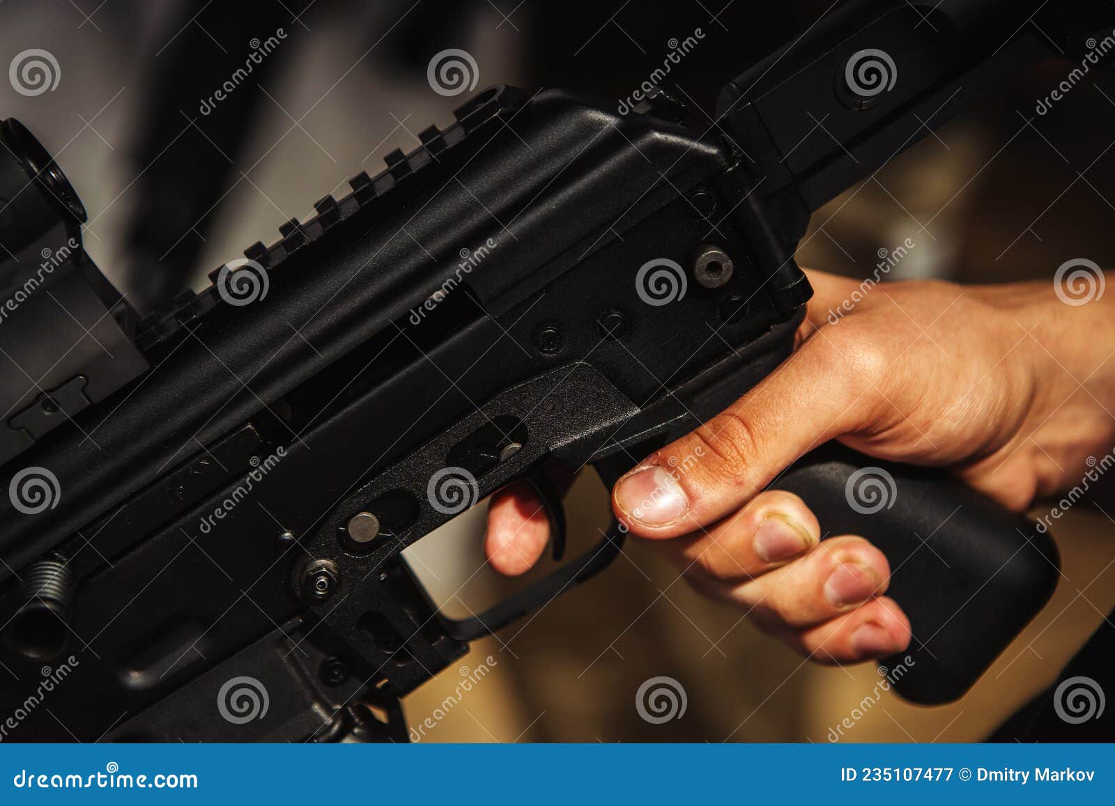 Hand on the Trigger of a Machine Gun. Close-up Stock Image - Image of ...