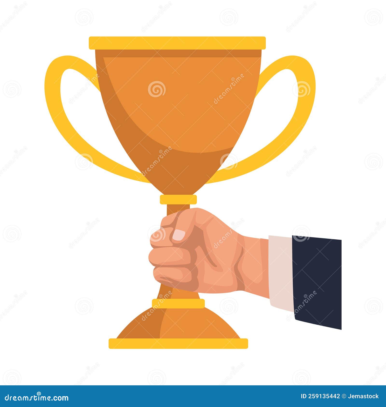 Hand with trophy cup stock vector. Illustration of success - 259135442