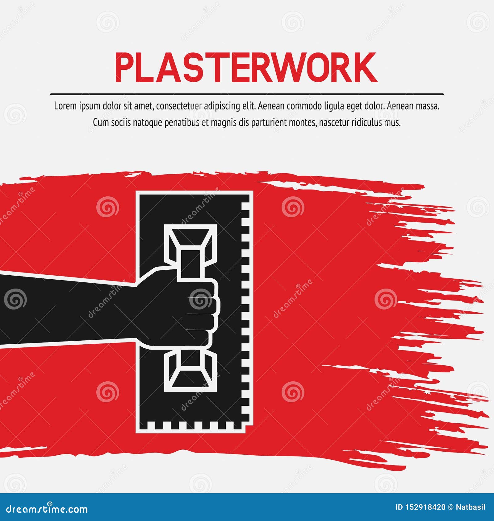 Plaster Work Design. Hand With Trowel On Vintage Background Cartoon ...