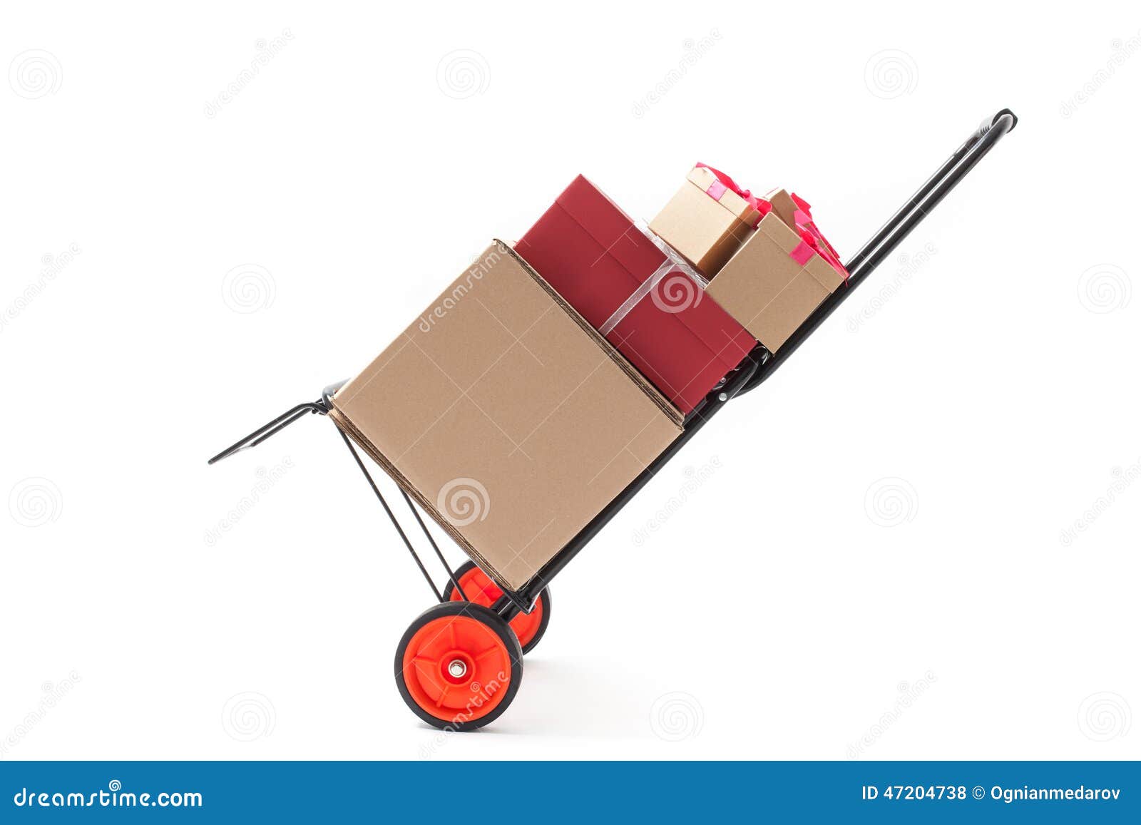 Hand Truck with Gift Boxes stock photo. Image of delivery - 47204738