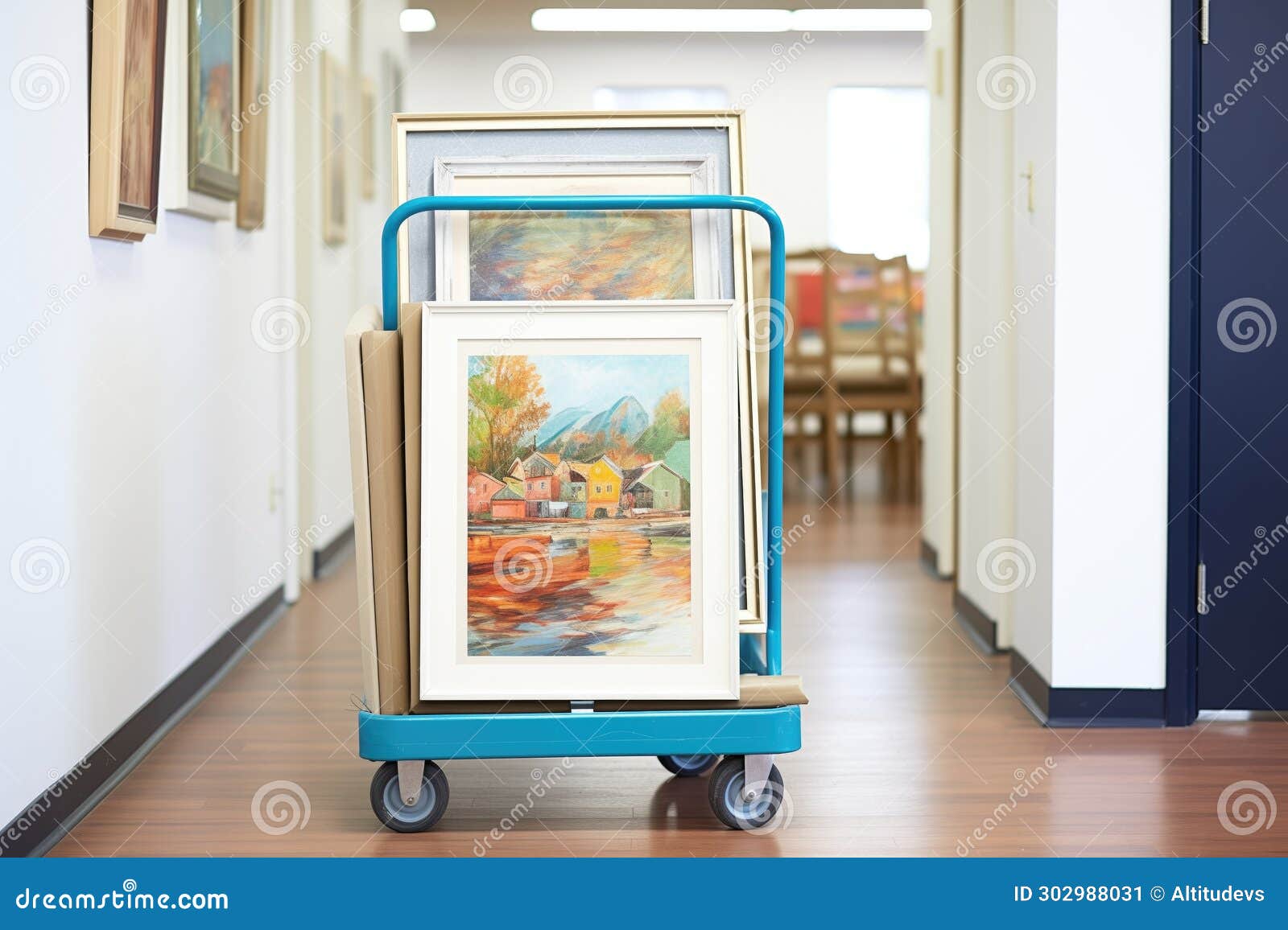 Hand Truck Stacked with Flat Packed Art Frames Stock Illustration ...