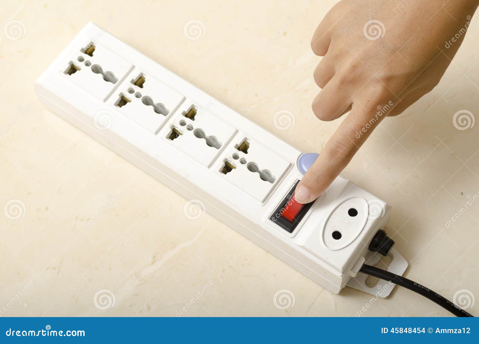 Hand Turn on Switch Multiple Socket Plug Stock Photo - Image of ...
