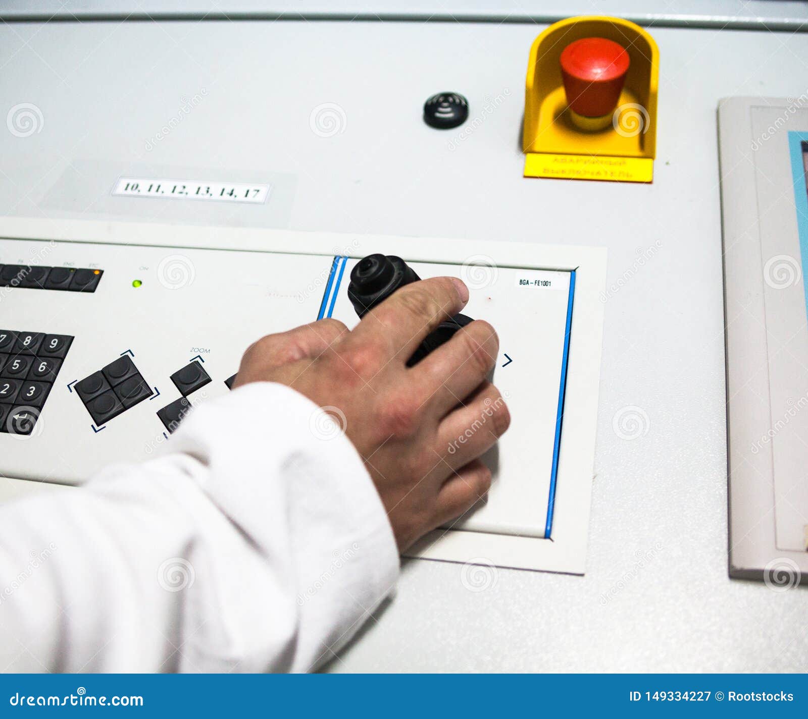 Hand Turning the Button on the Control Panel Stock Image - Image of ...
