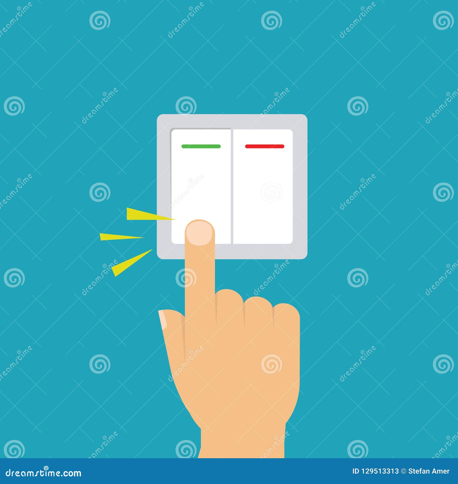 Hand Turning on the Light. Toggle Switch. Electric Control Concept ...