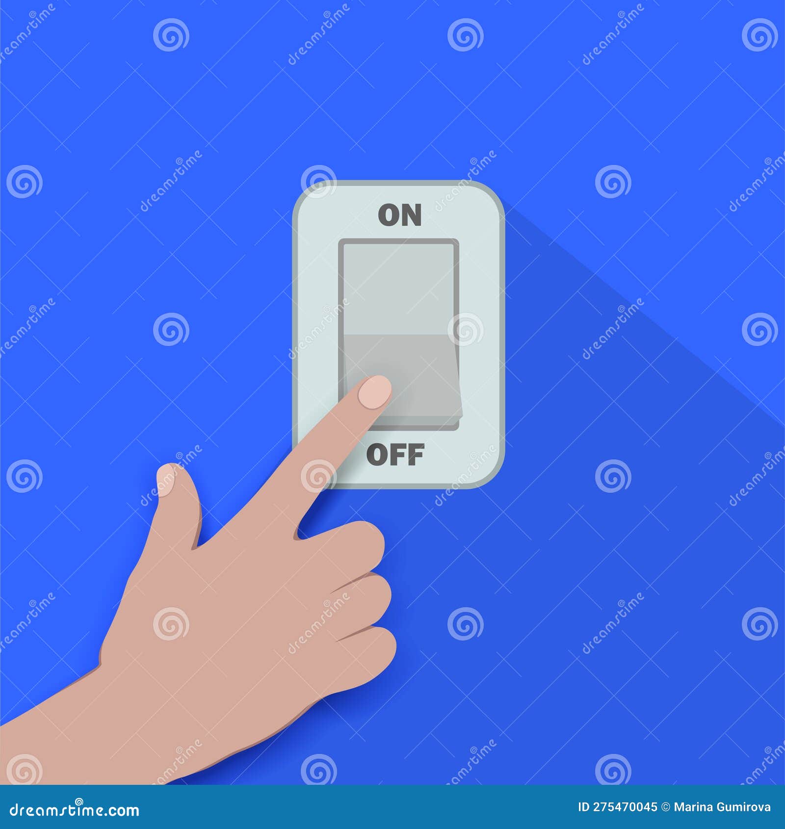 Hand Turning Off the Light. Electric Control Concept Stock Vector ...