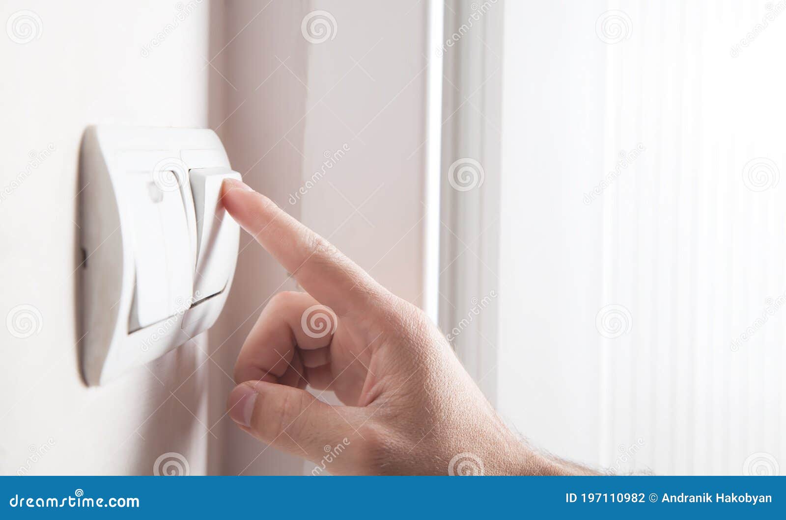 Hand Turning Off on Light Switch Stock Photo - Image of turn, equipment ...