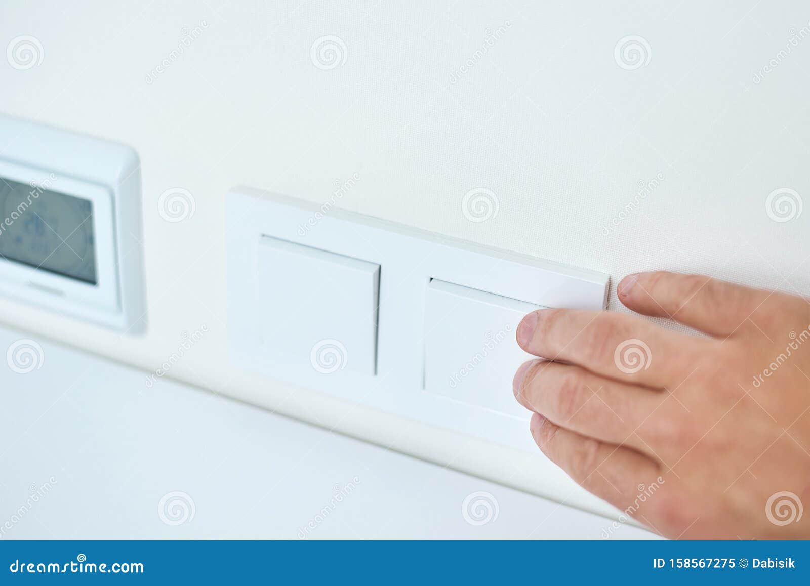 Hand is Turning on or Off on Light Switch, Closeup Stock Image - Image ...