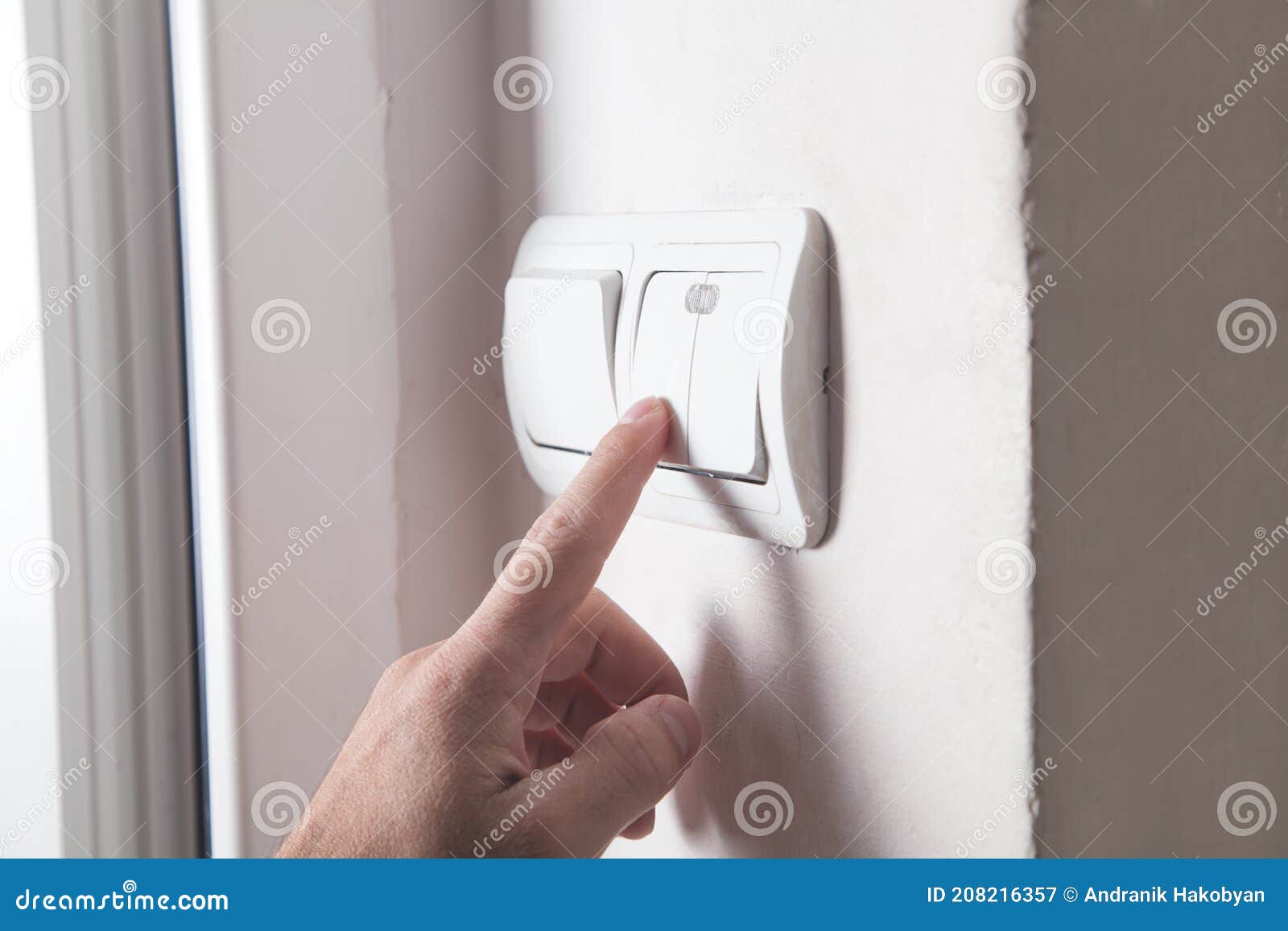 Hand Turning Off on Light Switch Stock Image - Image of electrical ...