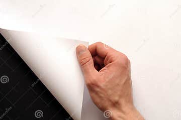Hand turning paper stock photo. Image of turning, display - 14017642