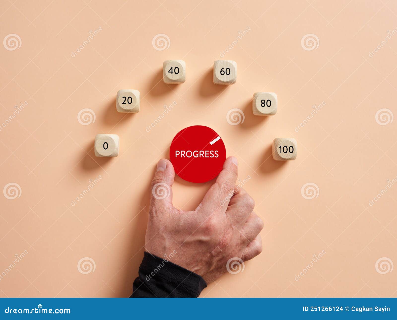 Hand Turning Progress Level Meter Indicating High Level of Progression ...