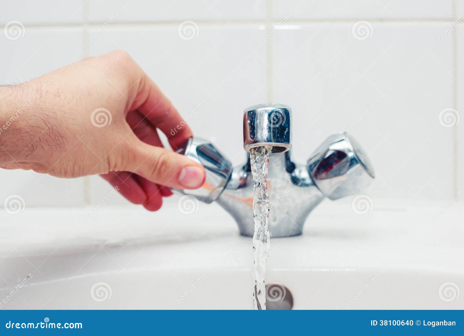 Hand turning tap stock photo. Image of washing, splashing - 38100640