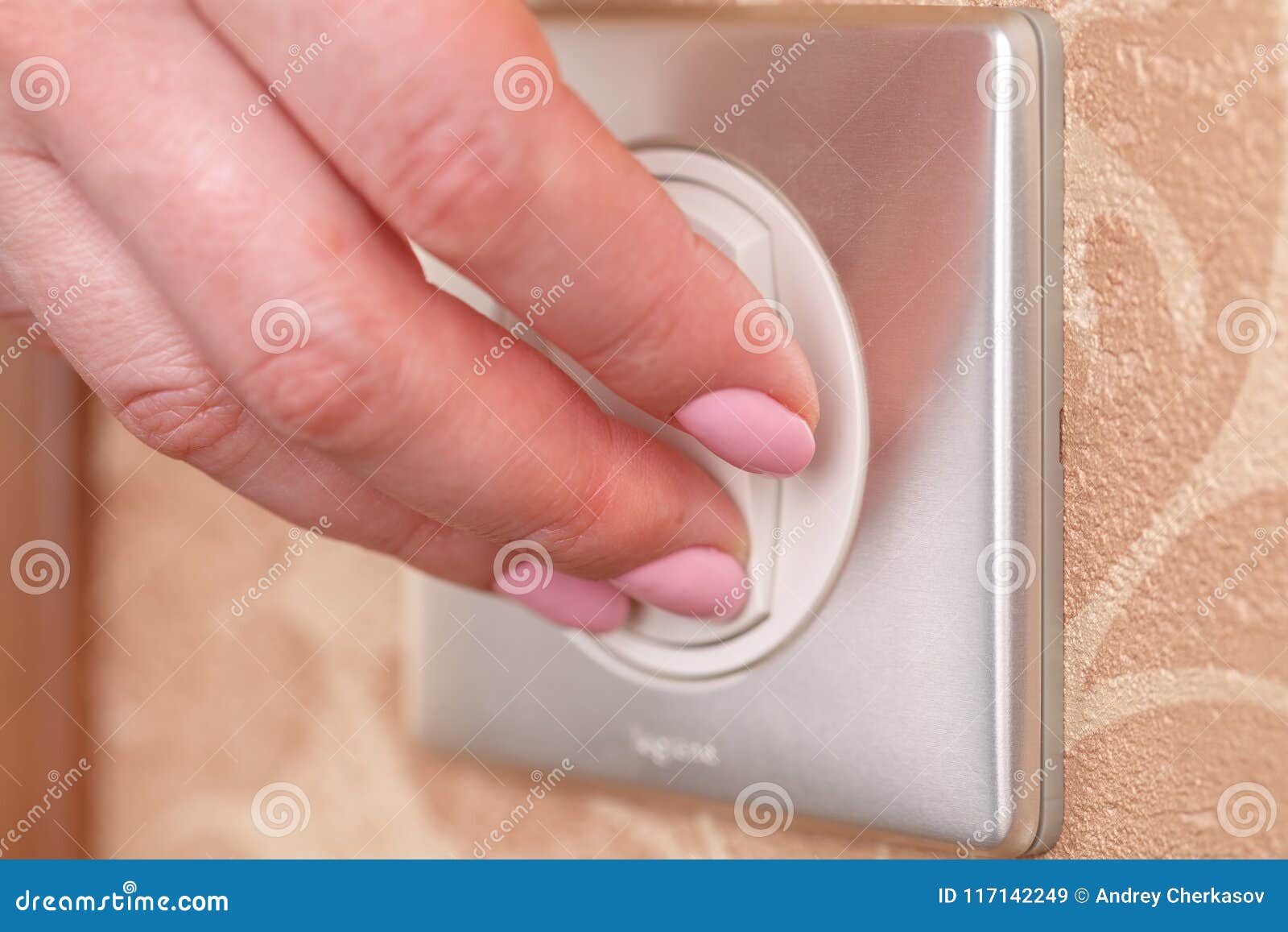 Hand Turning Wall Light Switch Stock Image - Image of flip, button ...