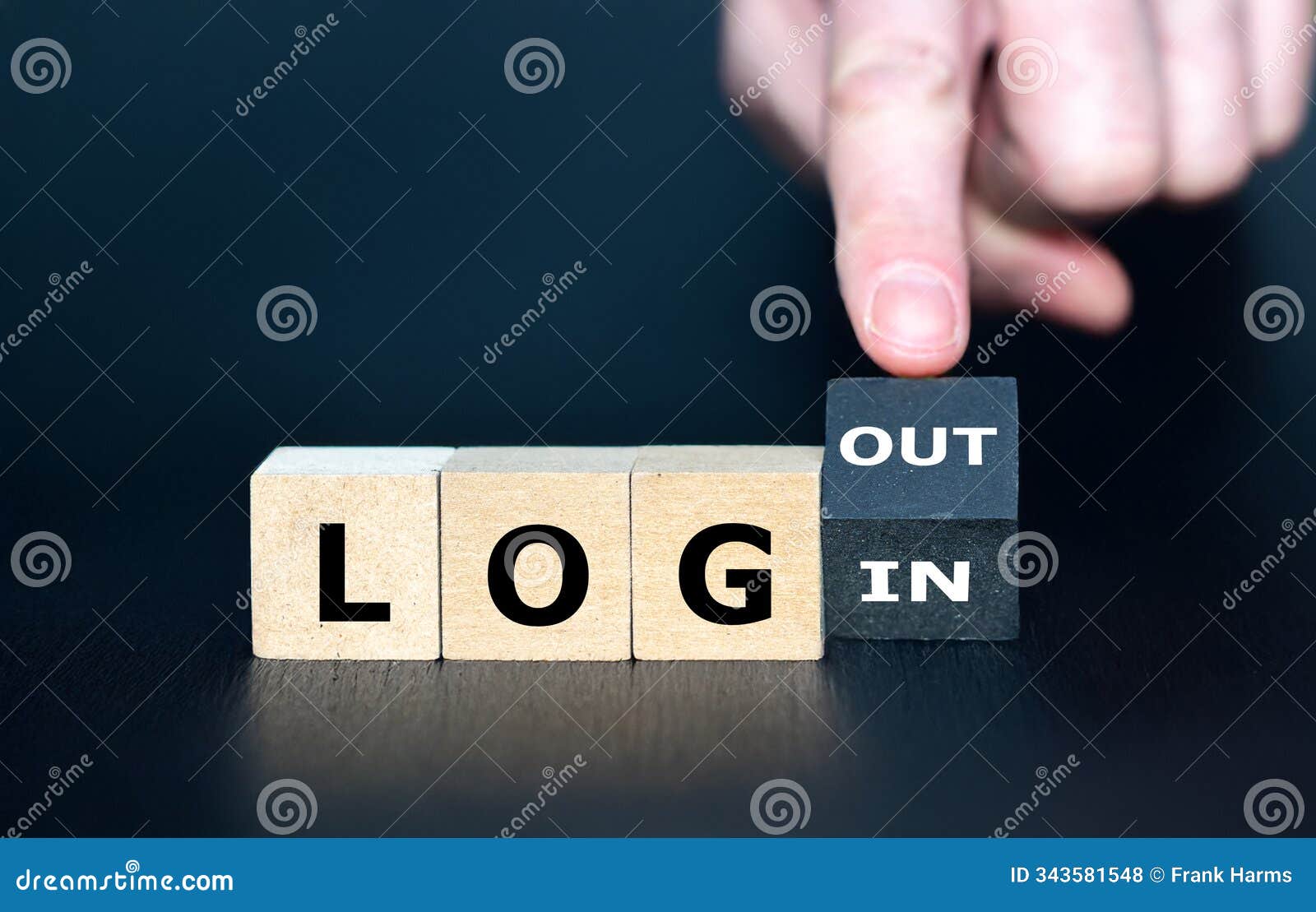 Hand Turns Cube and Changes the Expression Login To Logout . Stock ...