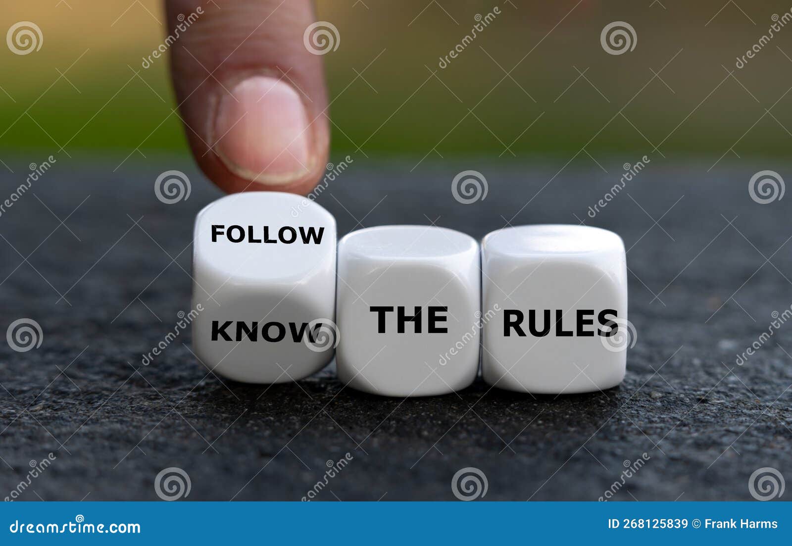 Hand Turns Dice and Changes the Expression `know the Rules`. To `follow ...