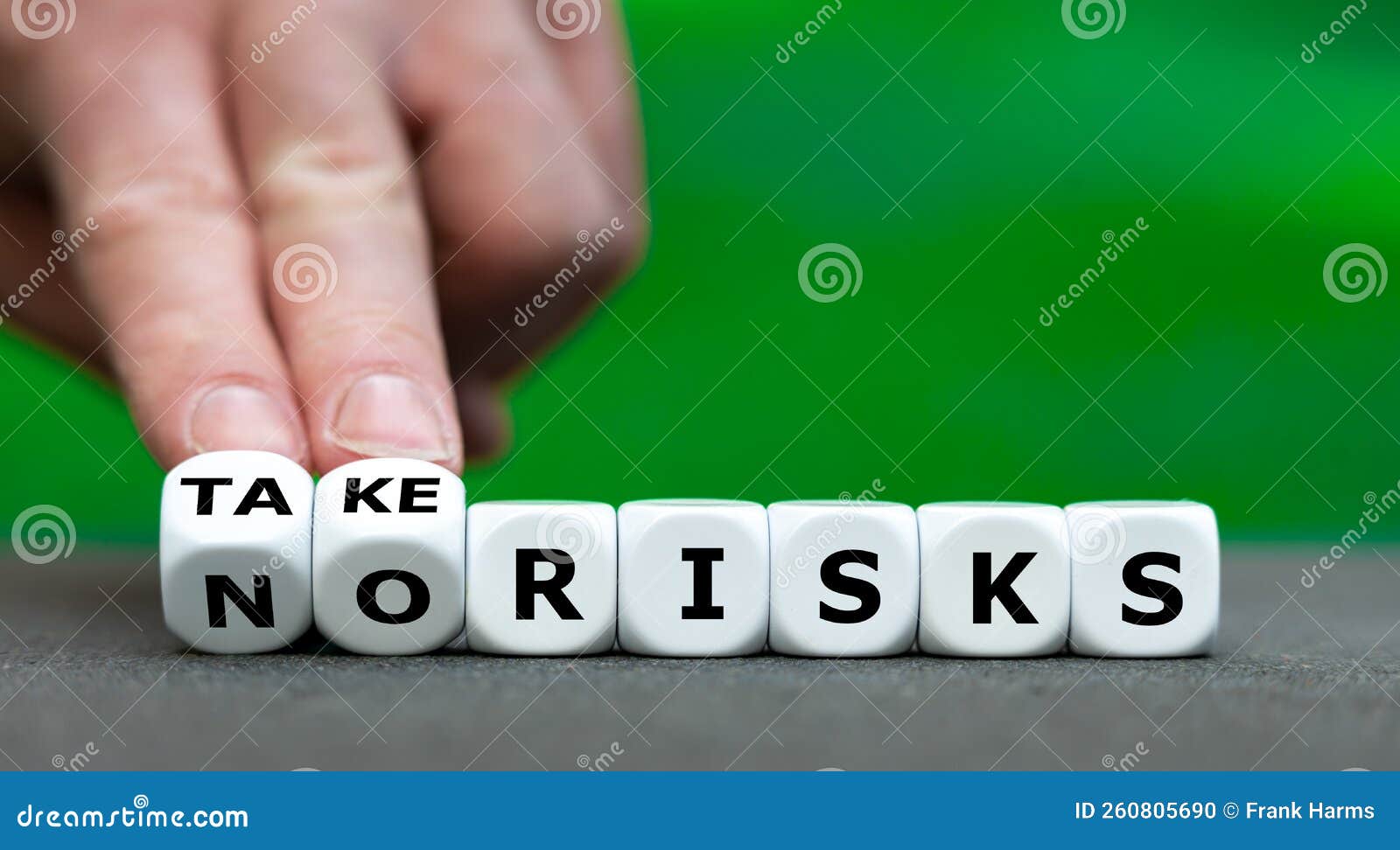 Hand Turns Dice and Changes the Expression `no Risks` To `take Risks ...