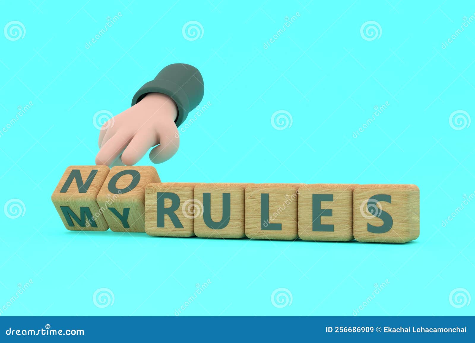 Hand Turns Dice and Changes the Expression No Rules To My Rules Stock ...