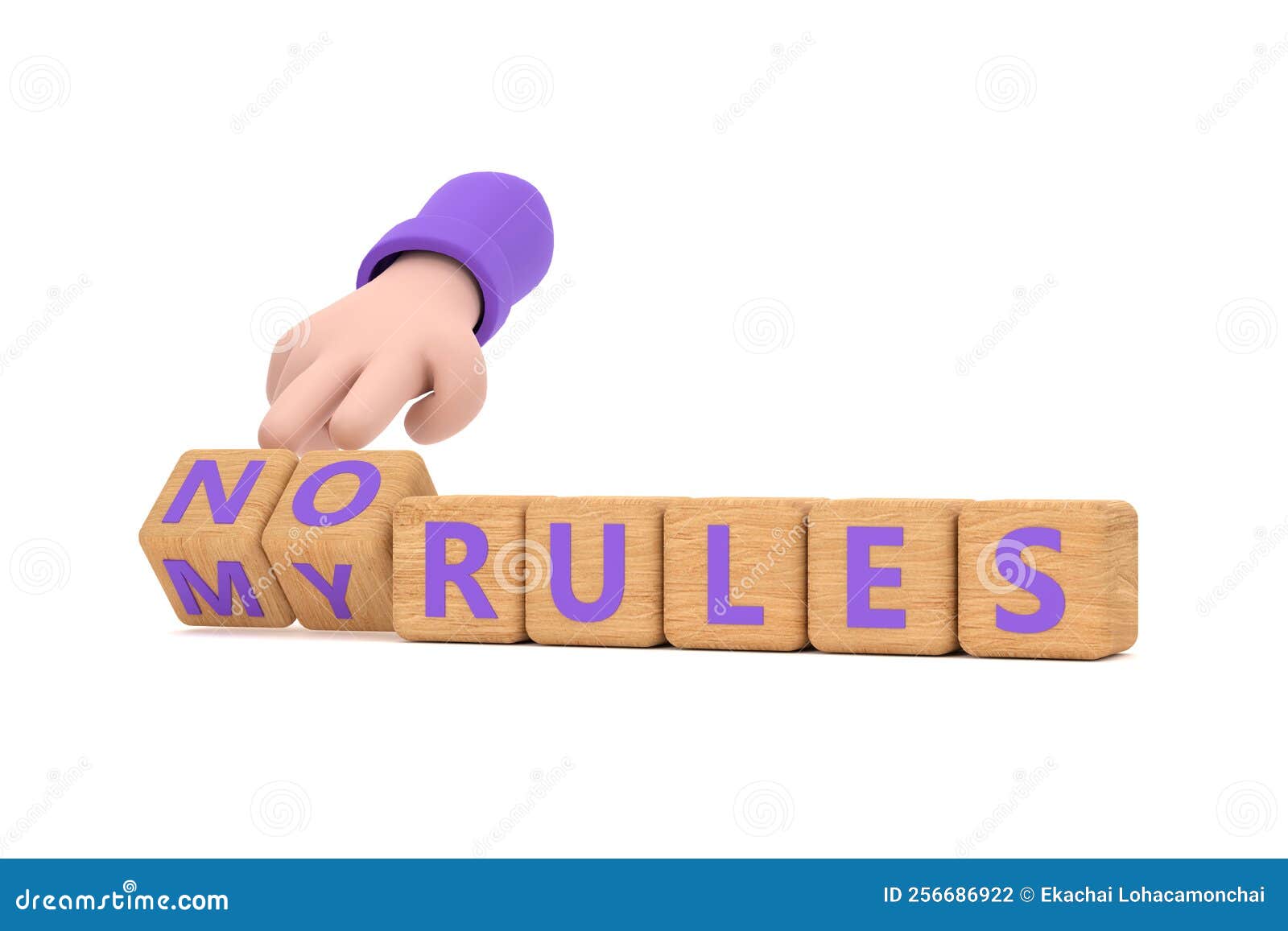 Hand Turns Dice and Changes the Expression No Rules To My Rules Stock ...