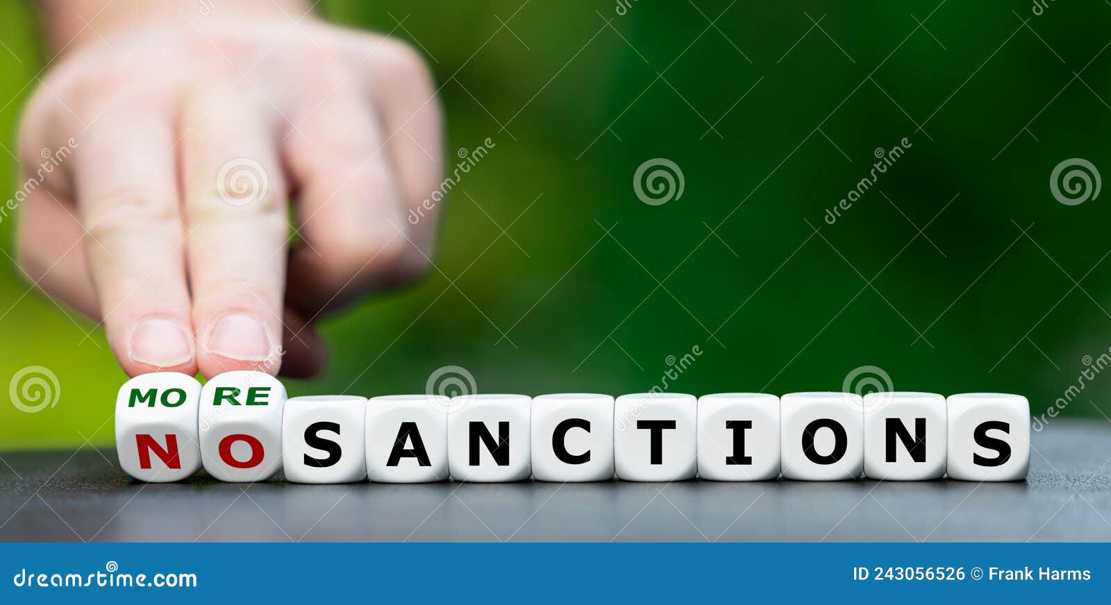 Hand Turns Dice and Changes the Expression `no Sanctions` To `more ...