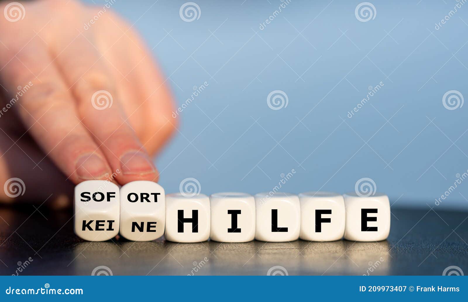 Hand Turns Dice and Changes the German Expression `keine Hilfe` To ...