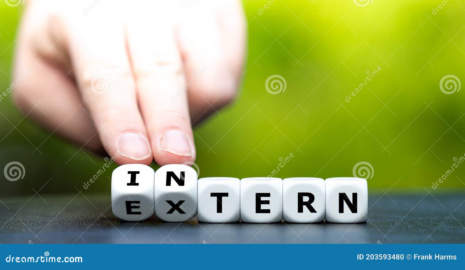 Hand Turns Dice and Changes the German Word `extern` External To ...