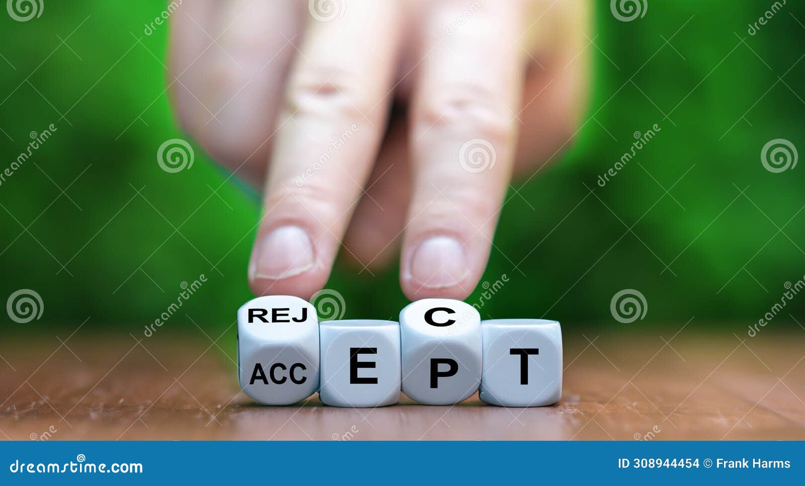 Hand Turns Dice and Changes the Word Accept To Reject. Stock Photo ...