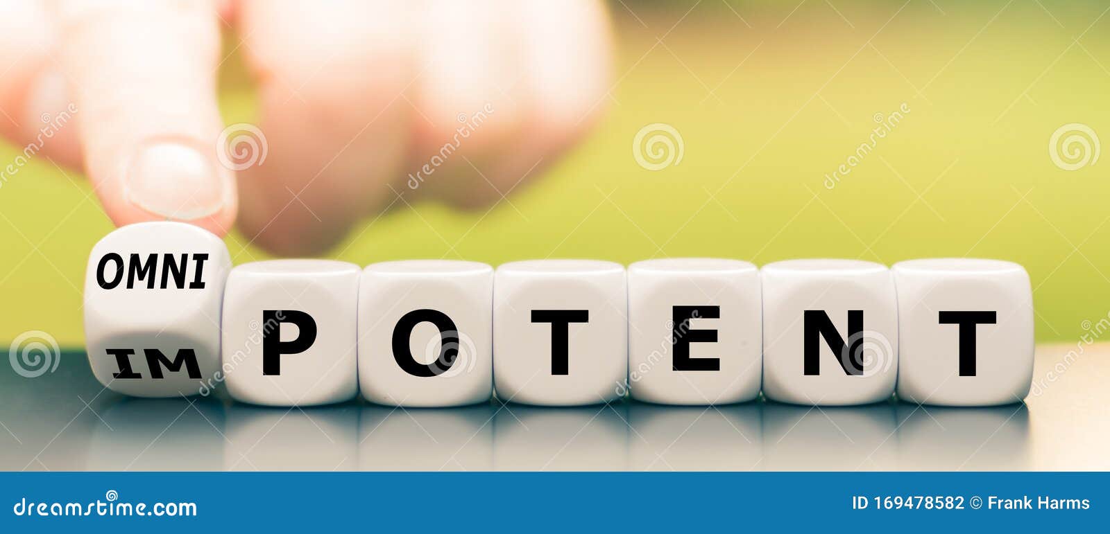 Hand Turns a Dice and Changes the Word Impotent To Omnipotent Stock ...