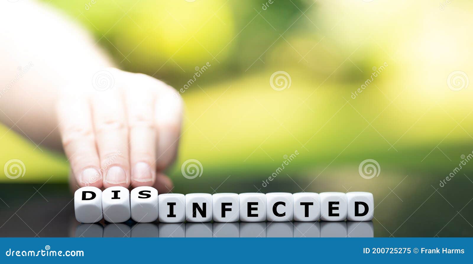 Hand Turns Dice and Changes the Word `infected` To `disinfected`. Stock ...